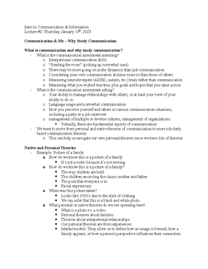 Intro to Communication, Lecture #6, February 7th, 2023 - Intro to Communication & Information ...
