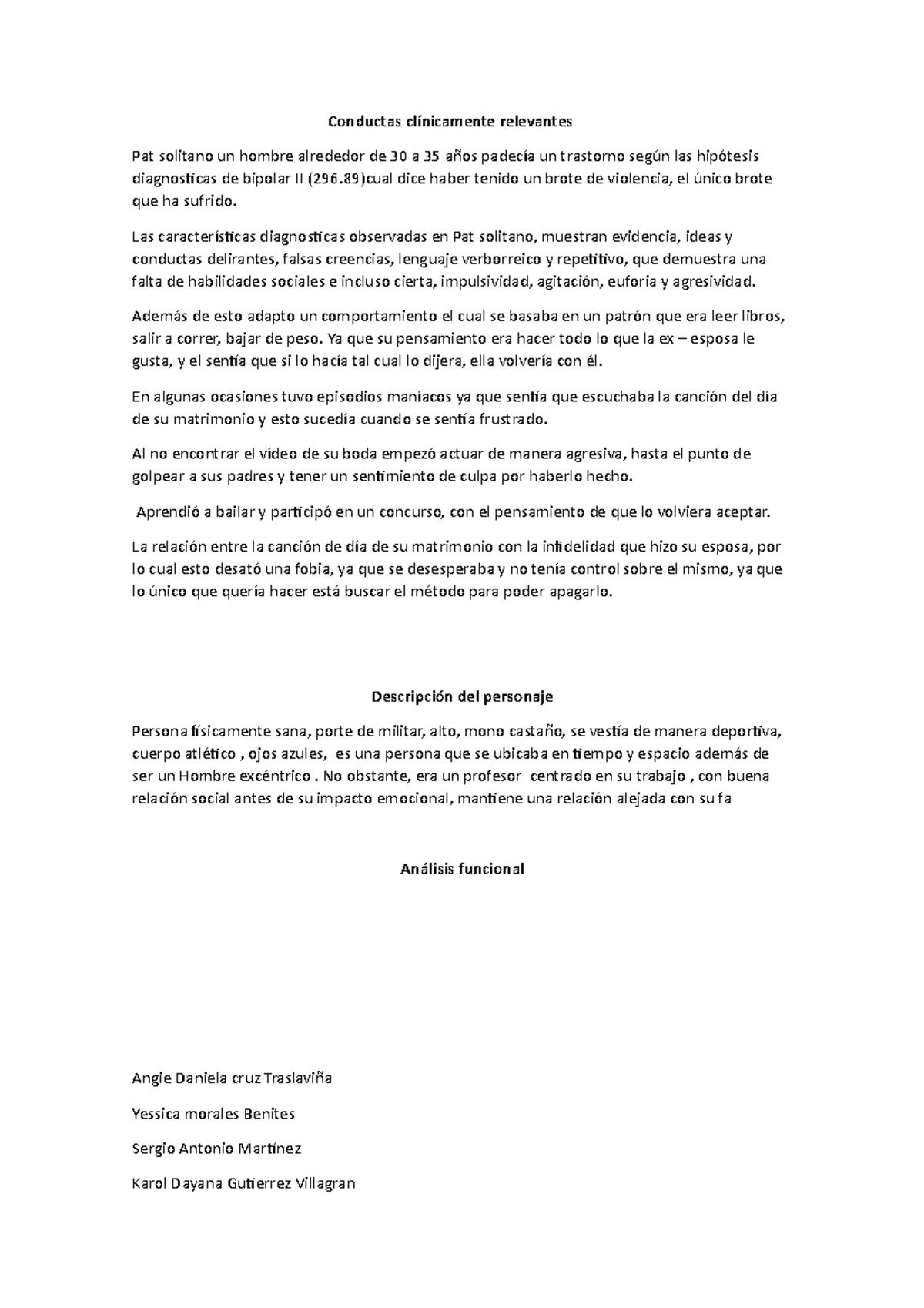 Optativa- pat solitano - Conductas clínicamente relevantes Pat solitano ...