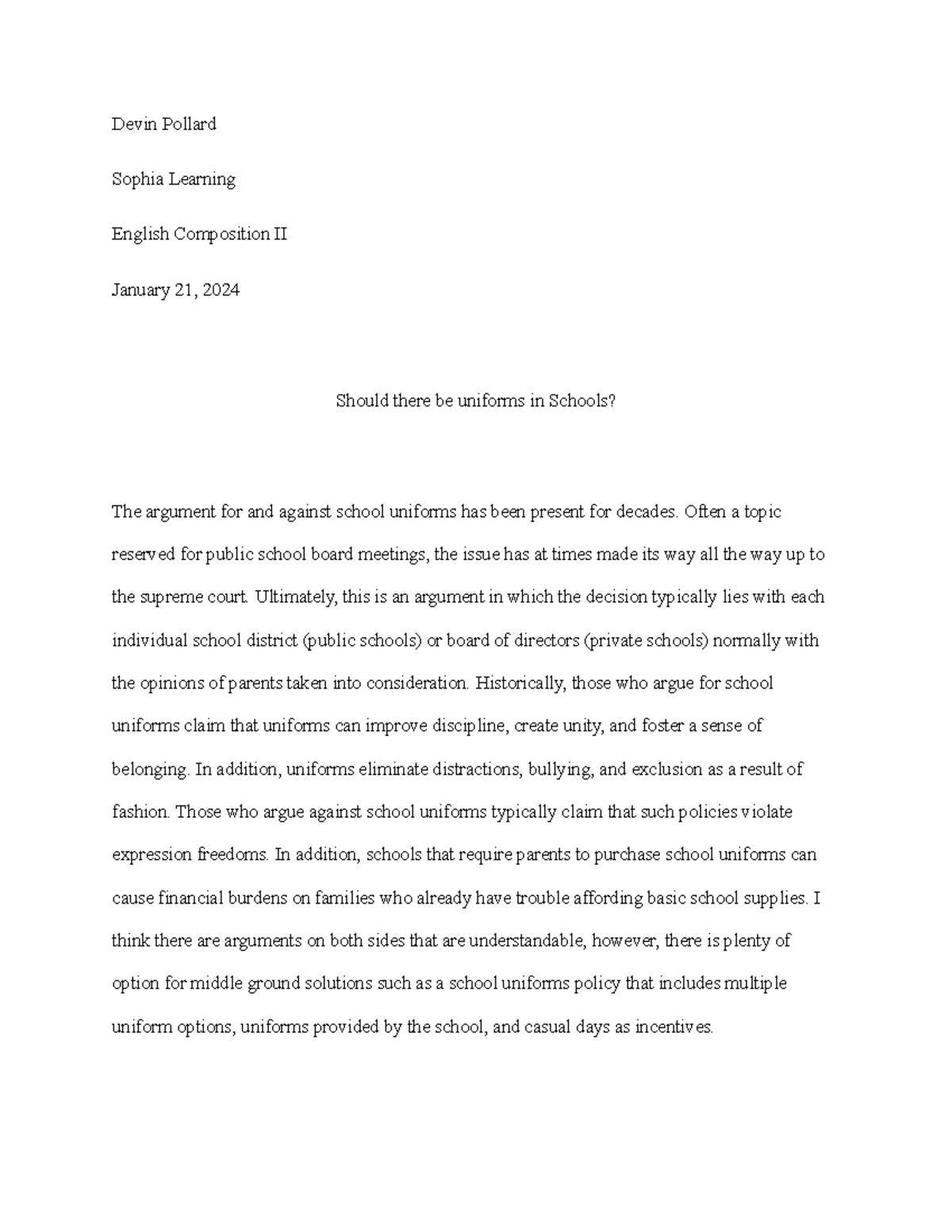 English Comp II - Touchstone 3 - Devin Pollard Sophia Learning English ...