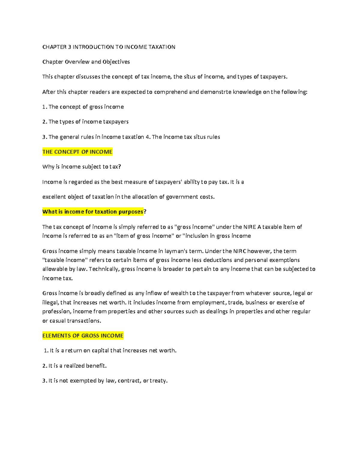 Chapter 3 Intro-WPS Office - CHAPTER 3 INTRODUCTION TO INCOME TAXATION ...