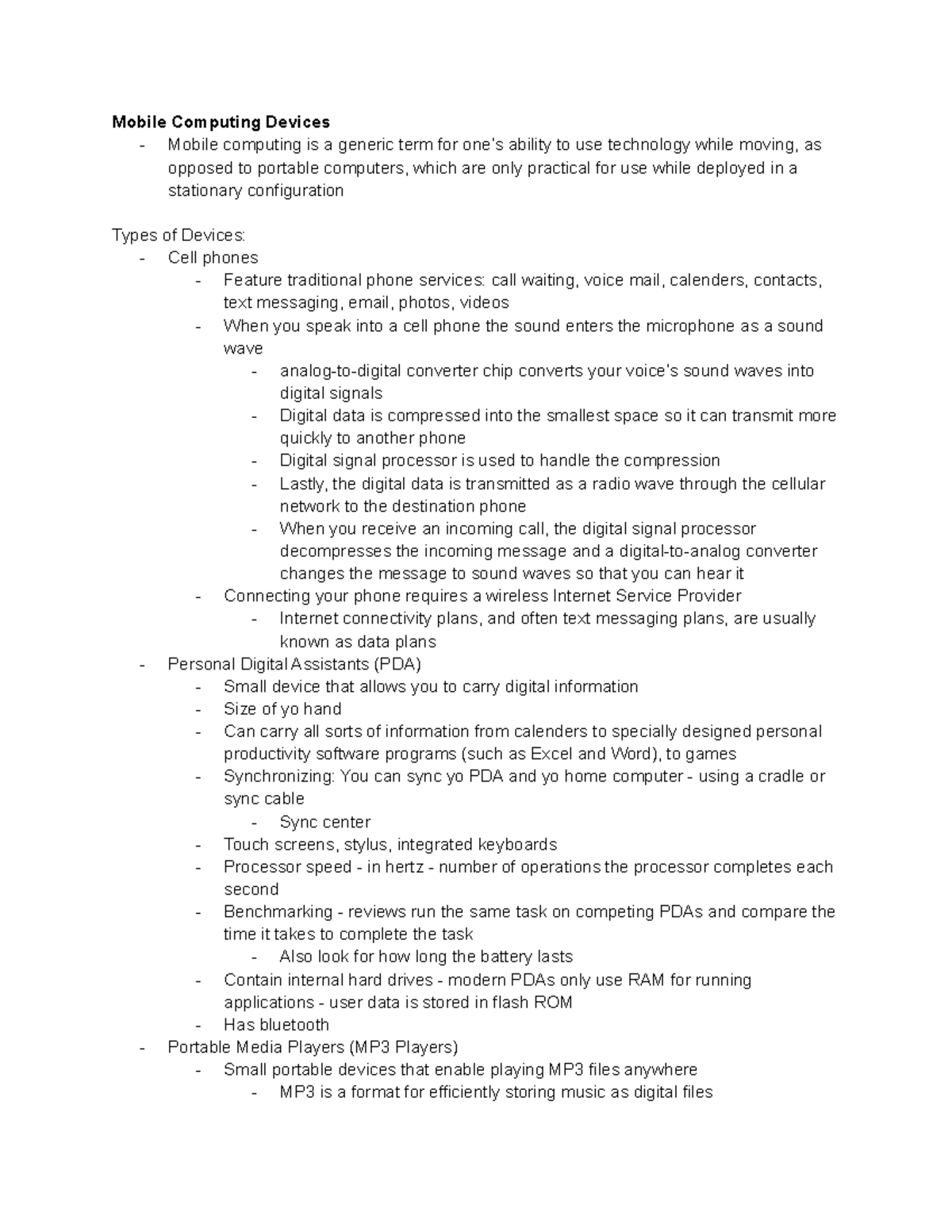 Unit 8 Mobile Computing Devices Mobile Computing Devices Mobile Computing Is A Generic