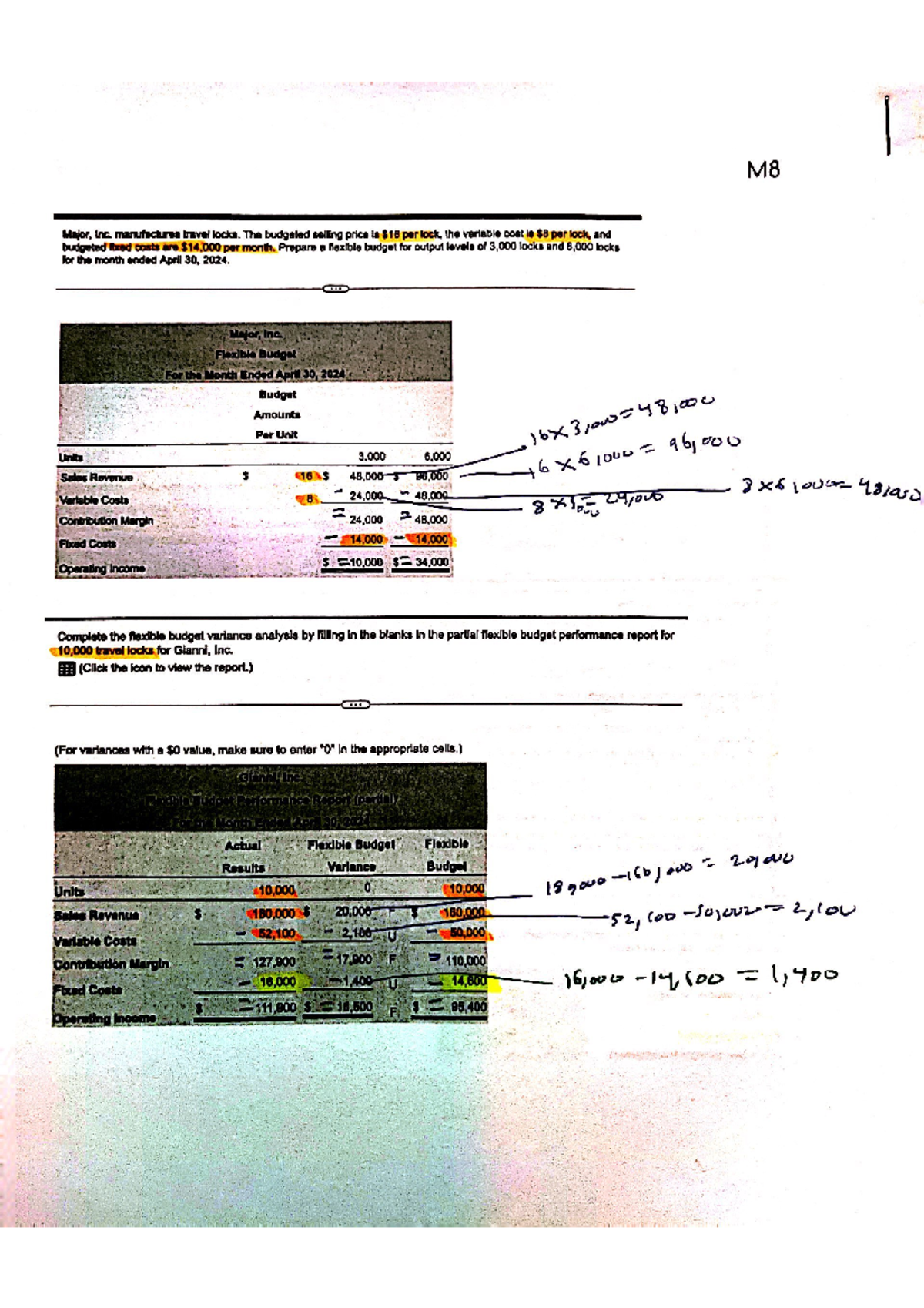 M8 - homework for chapter eight, all questions included with detailed ...