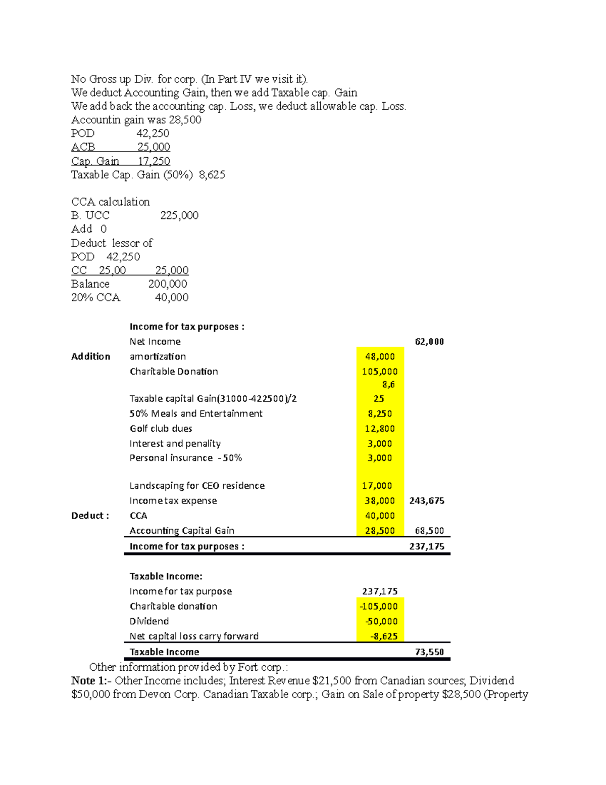 Gross Net Income Calc - No Gross up Div. for corp. (In Part IV we visit ...