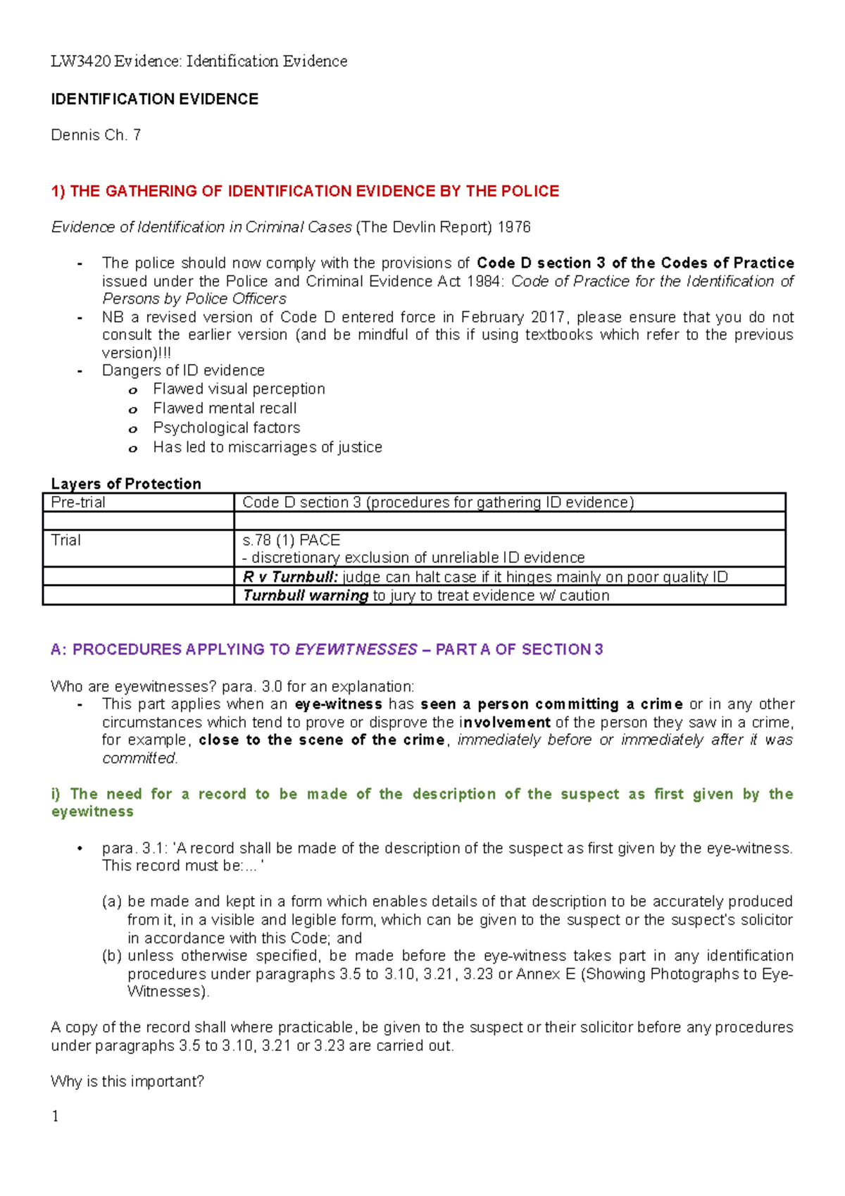 LW3420 Evidence Identification Revision - IDENTIFICATION EVIDENCE ...