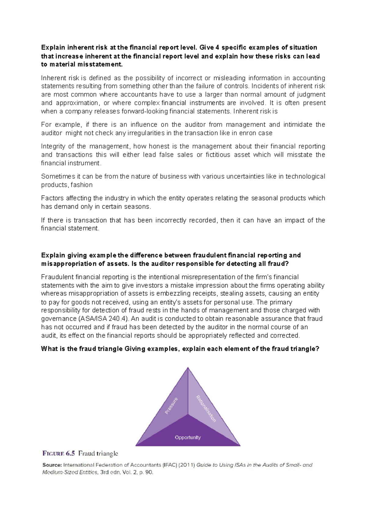 Auditing - script - Explain inherent risk at the financial report level ...