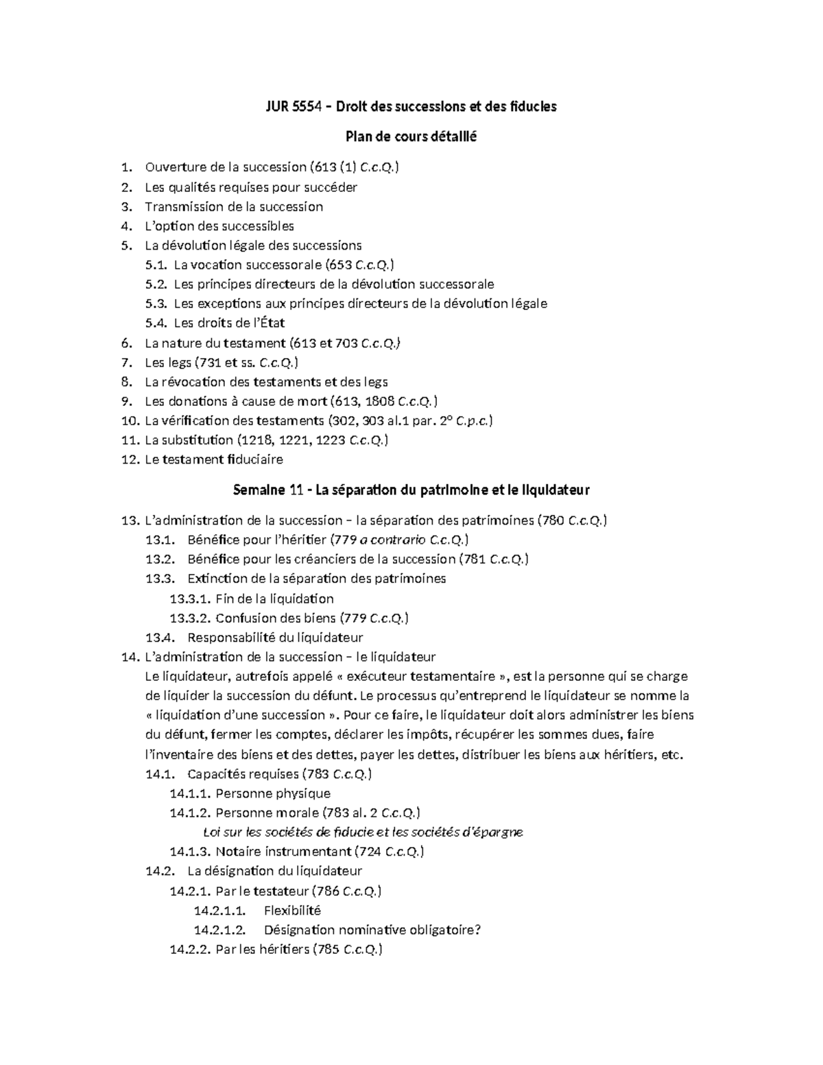 Cours 11 - L’administration et la liquidation de la succession ...