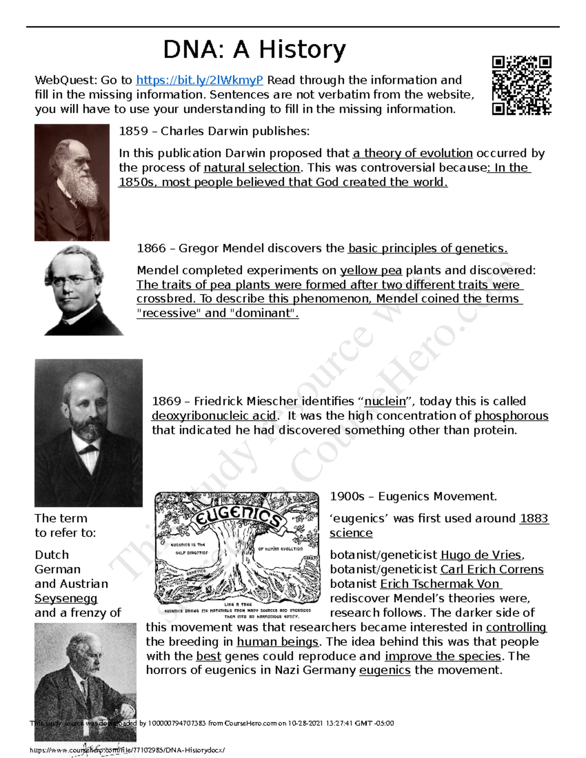 DNA History, assignment - BIO101 - Studocu