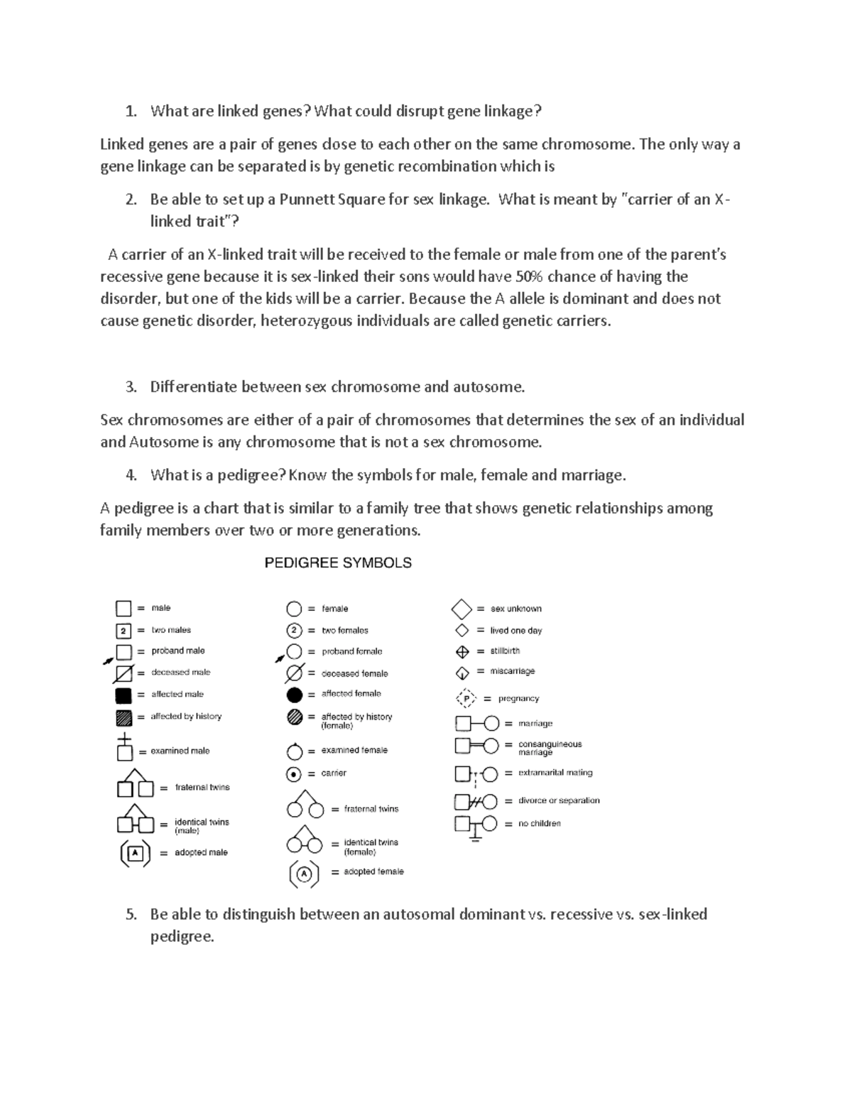 Chp 10 Study Guide Bio 105 - What are linked genes? What could disrupt ...