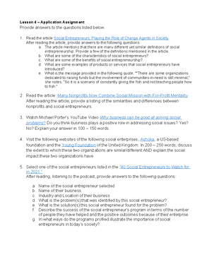 Lesson 6 - Application Assignment - Lesson 6 – Application Assignment Assignment Instructions ...