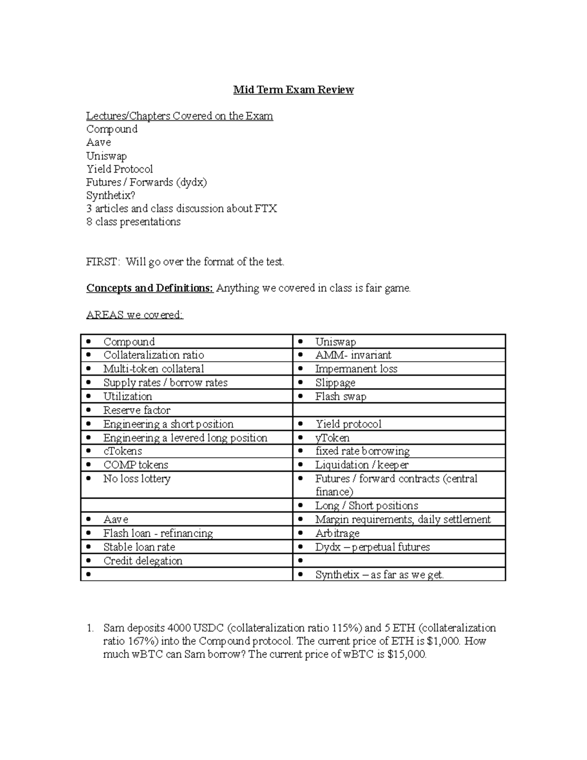 Mid Term #3 Review (2022) - Mid Term Exam Review Lectures/Chapters Covered on the Exam Compound ...