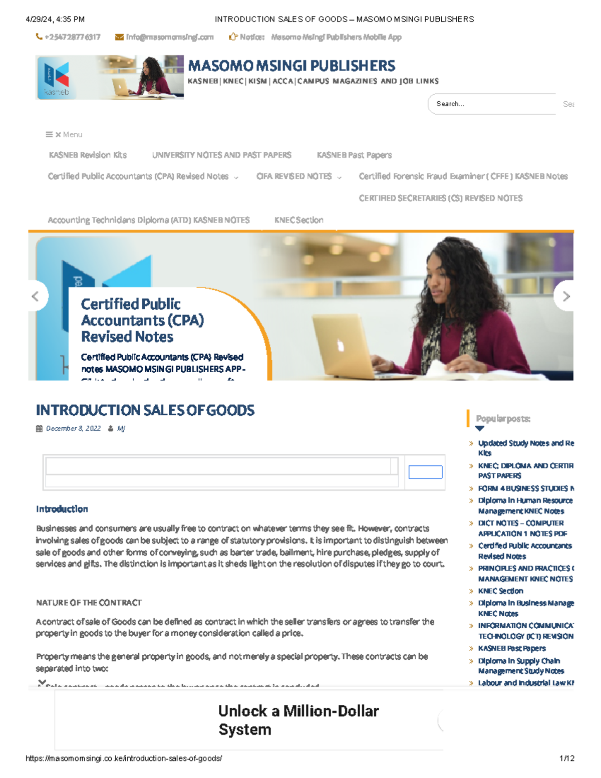 Introduction Sales OF Goods – Masomo Msingi Publishers - +254728776317 ...