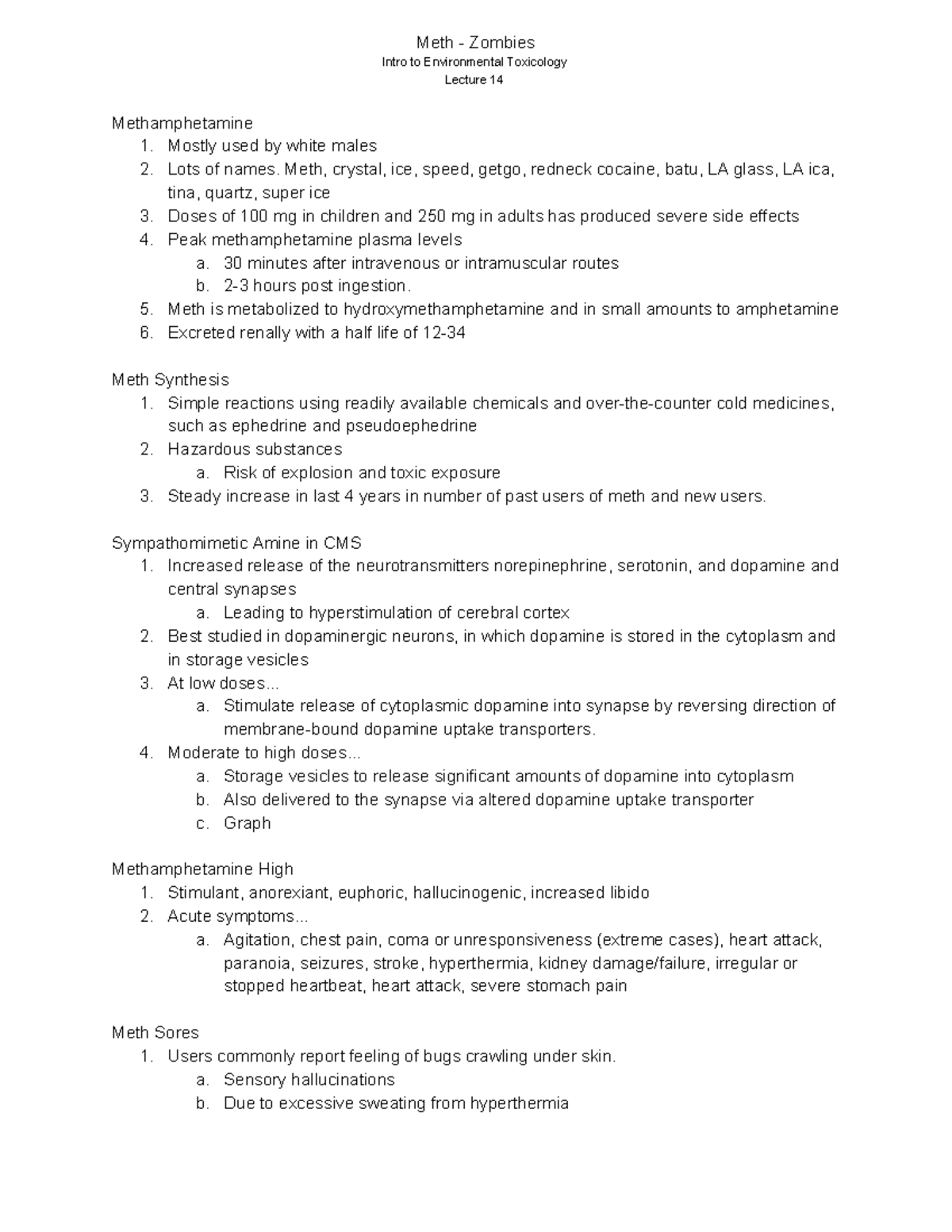Lecture 6: Meth - Intro to Environmental Toxicology Lecture 14 ...
