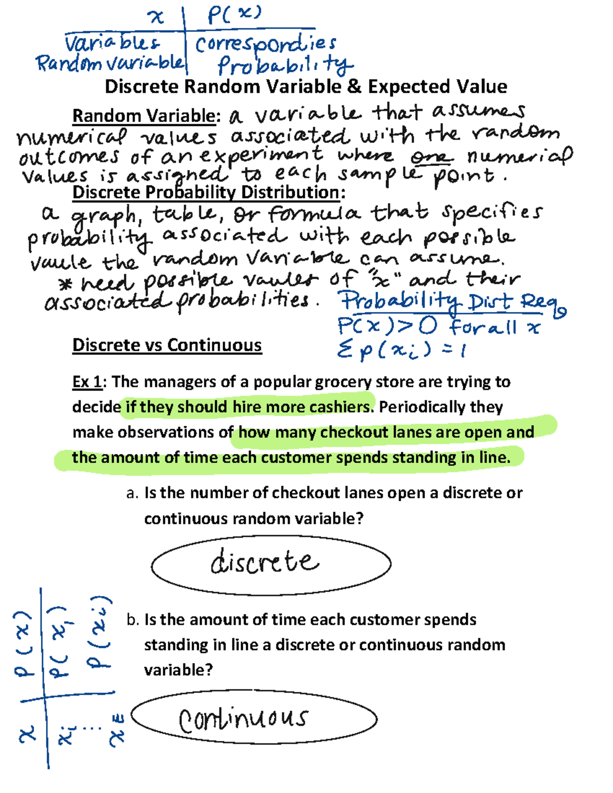 Lecture Notes Discrete Random Variable And Expected Values Discrete 8711