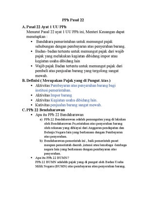 PPh Pasal 23 - Materi catatan untuk pph 23 - PPh Pasal 23 A. DEFINISI ...