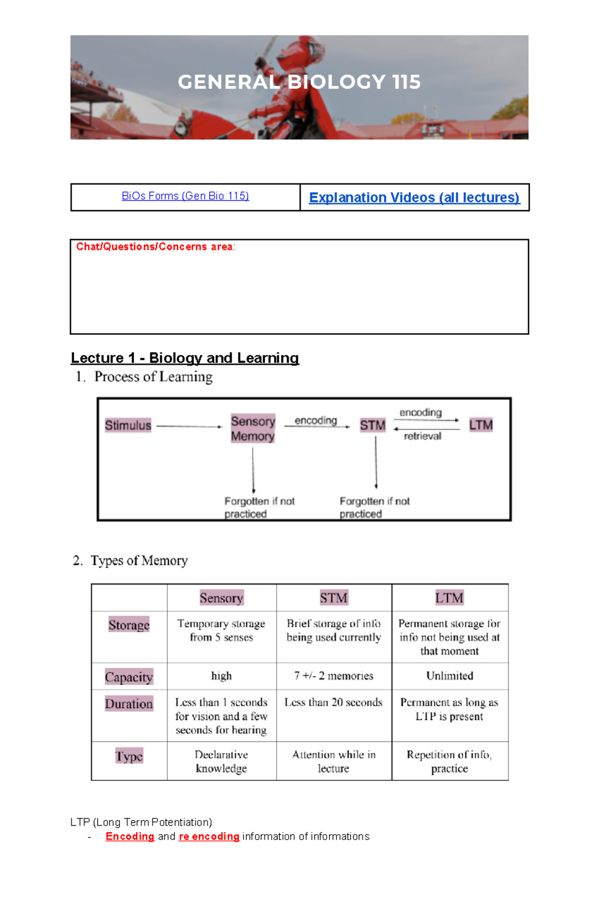 Biology Study Guide for Visual Learners (Gen Bio 115) - BiOs Forms (Gen ...