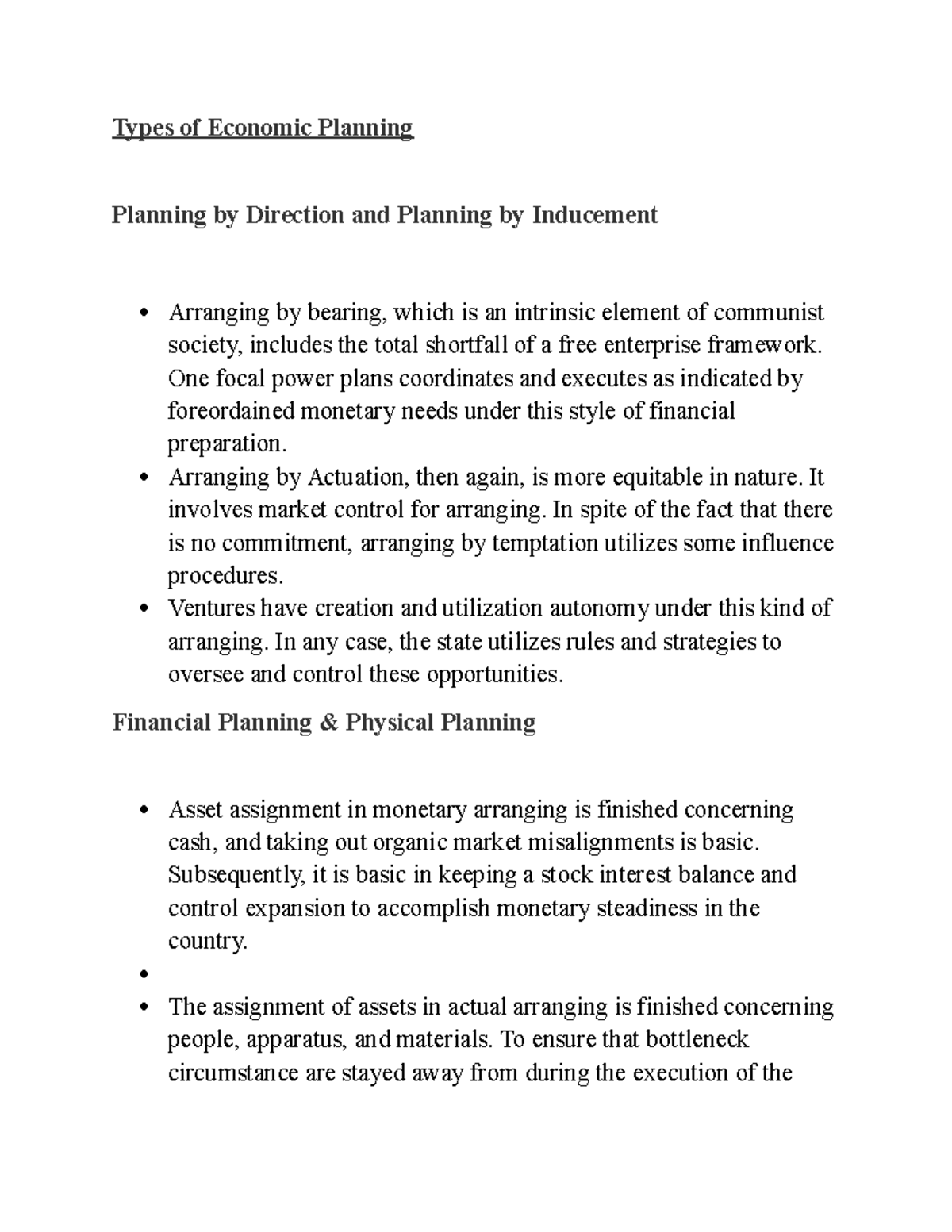 Types Of Economic Planning Types Of Economic Planning Planning By
