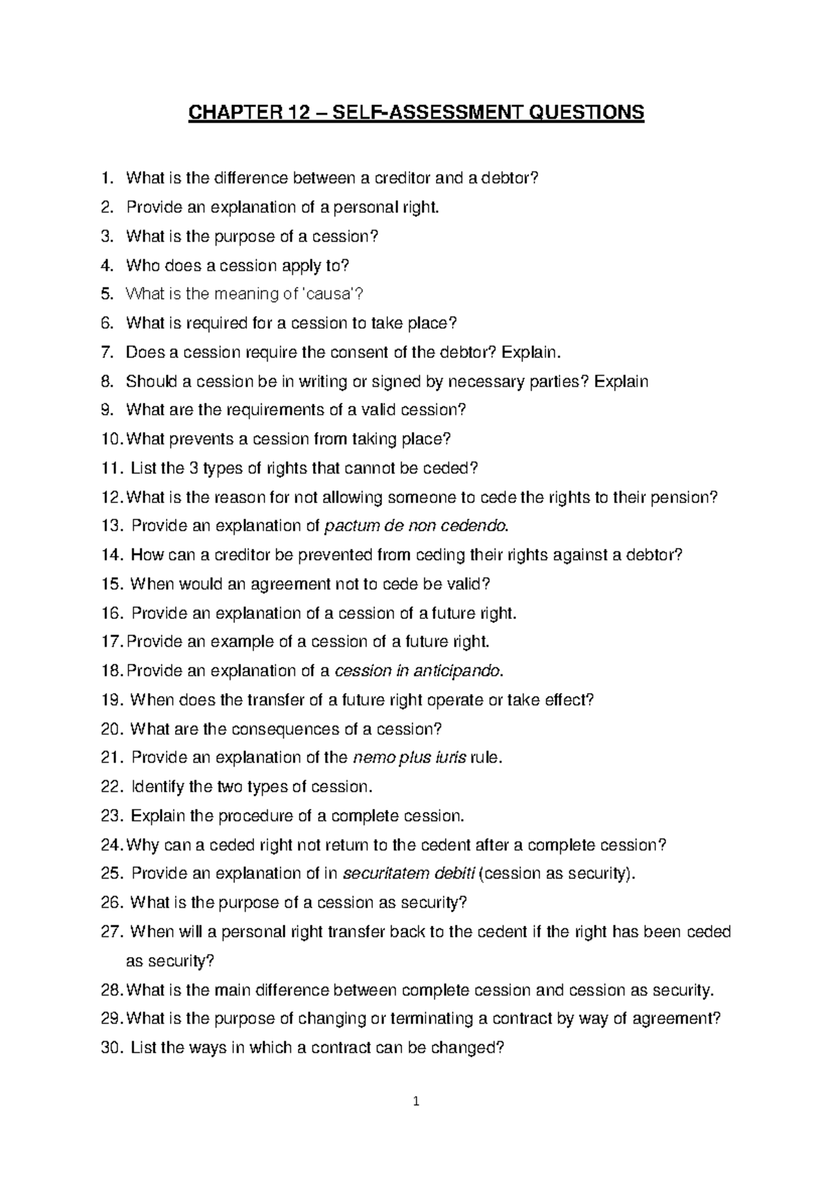 Chapter 12 - SELF- Assessment Questions - 1 CHAPTER 12 – SELF ...