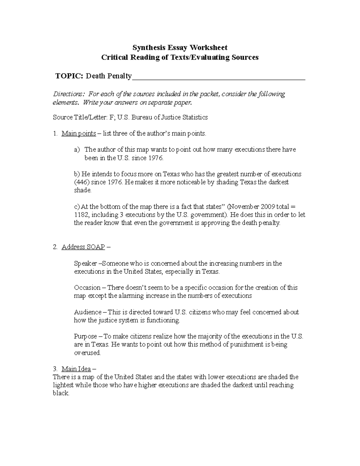 Evaluation of sources for essay - Synthesis Essay Worksheet Critical ...