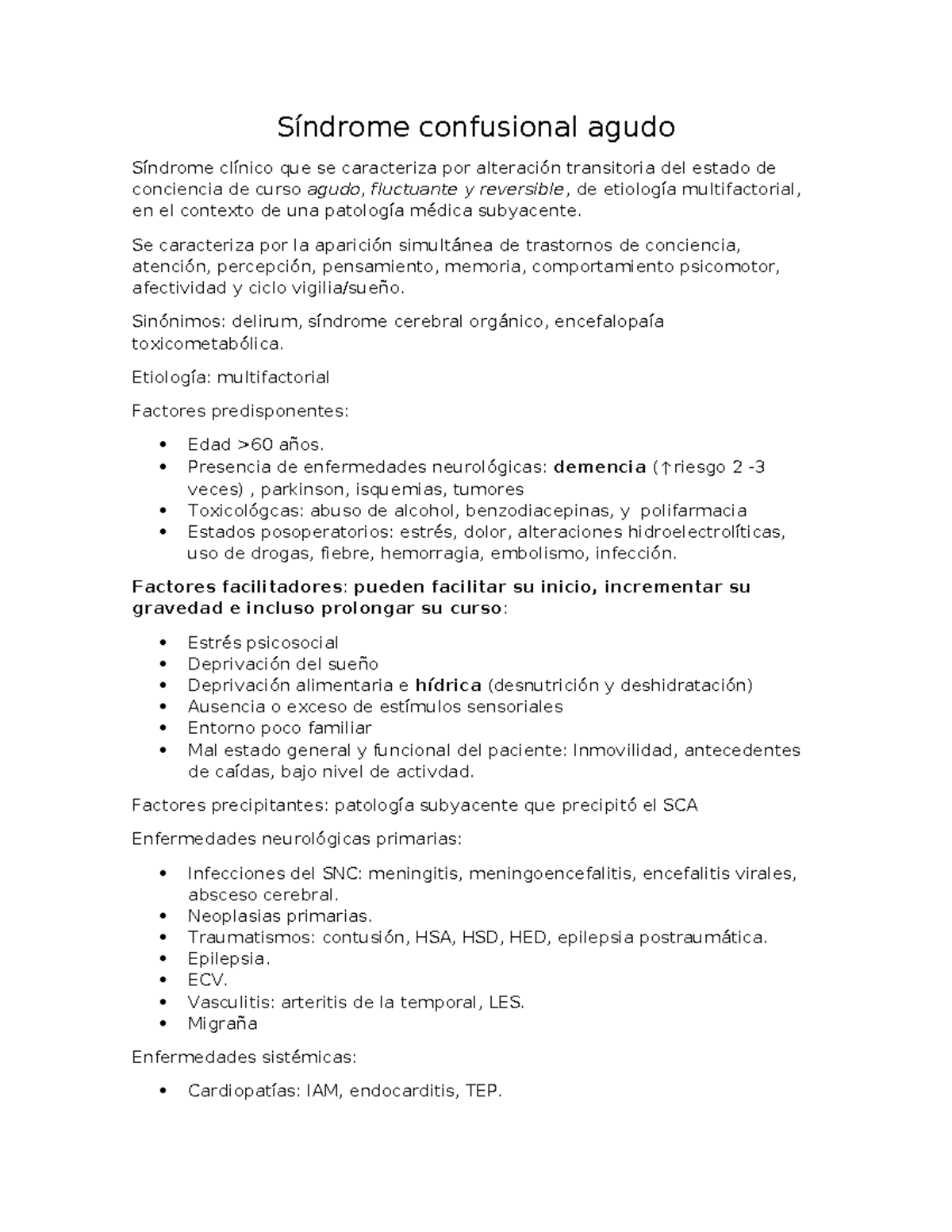 Síndrome confusional agudo - Síndrome confusional agudo Síndrome ...