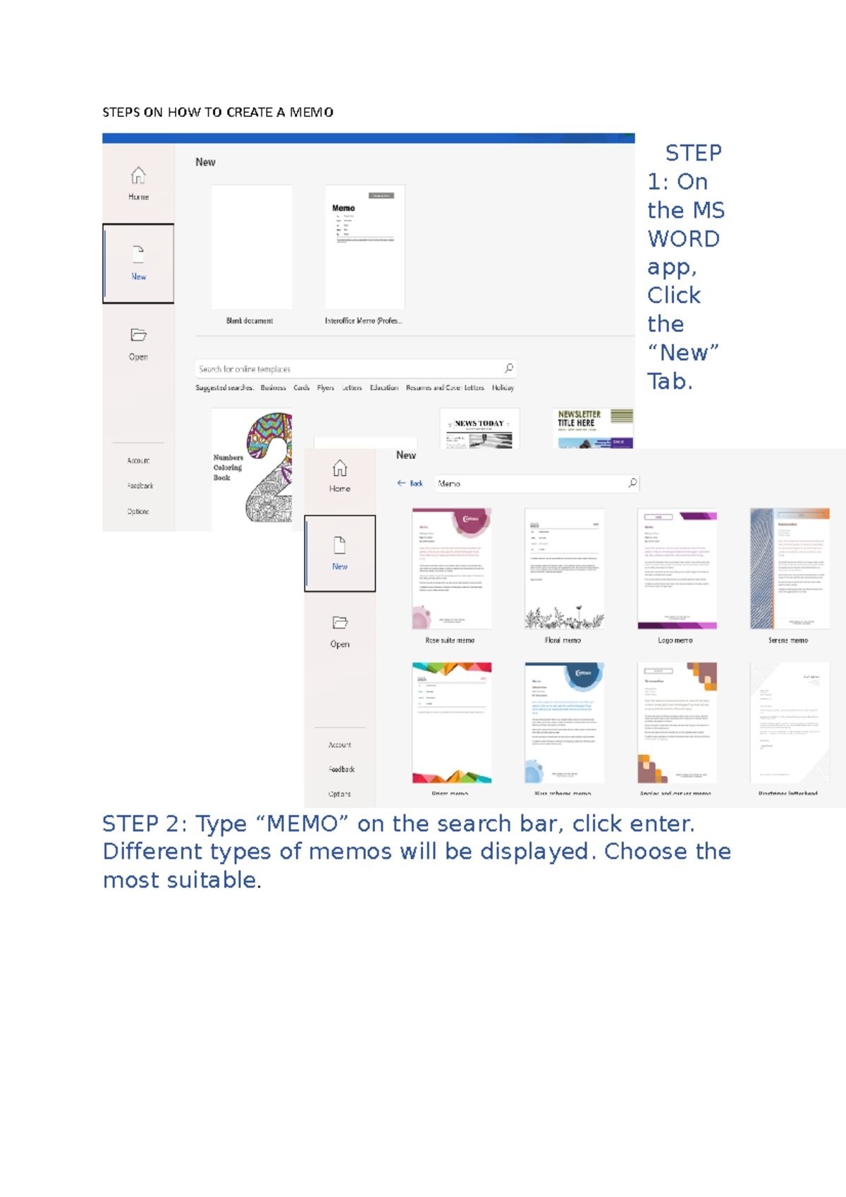 ICT Presentation about creating a memo - STEPS ON HOW TO CREATE A MEMO ...