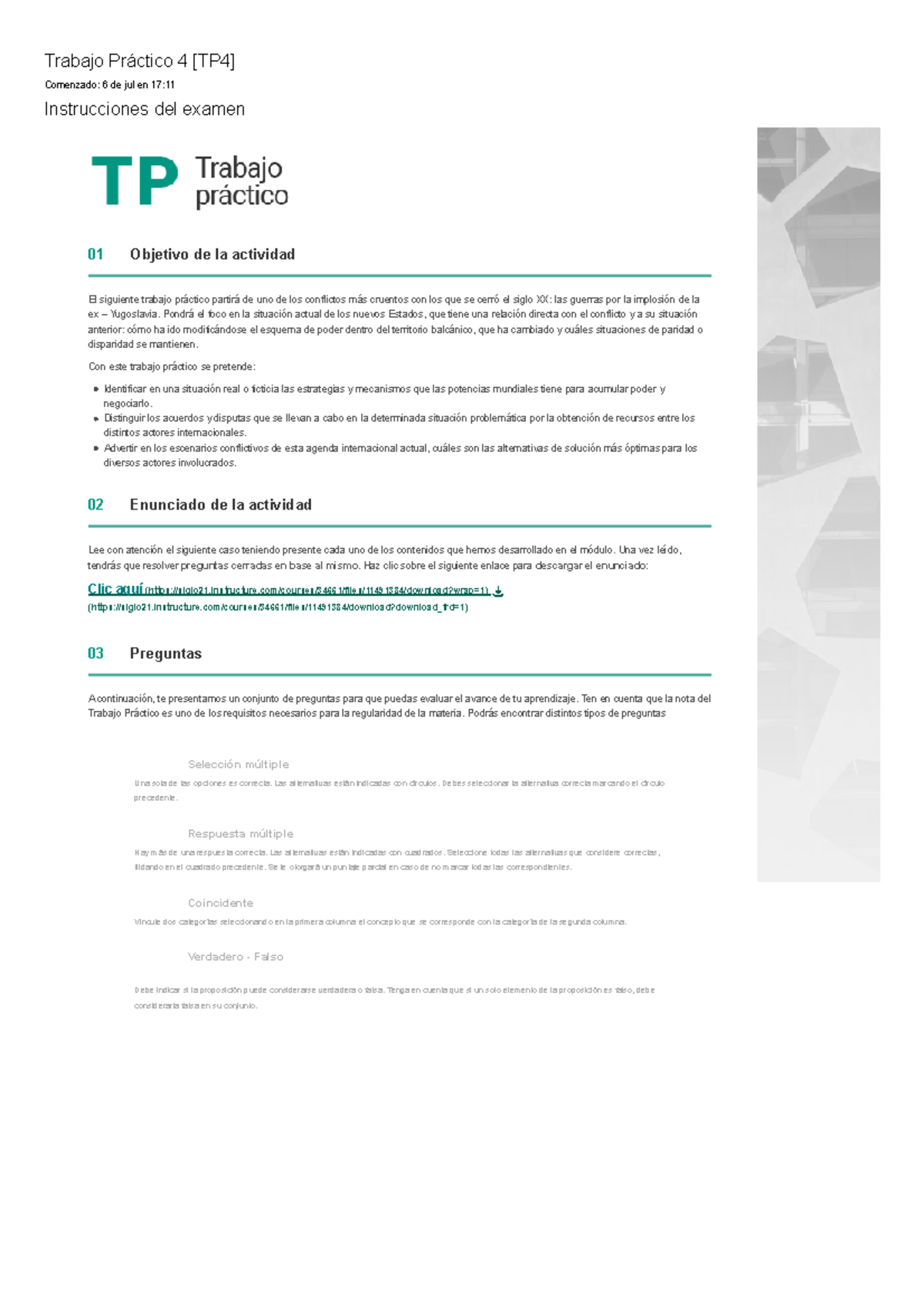 Examen Trabajo Práctico 4 Tp4 Trabajo Práctico 4 Tp4 Comenzado 6