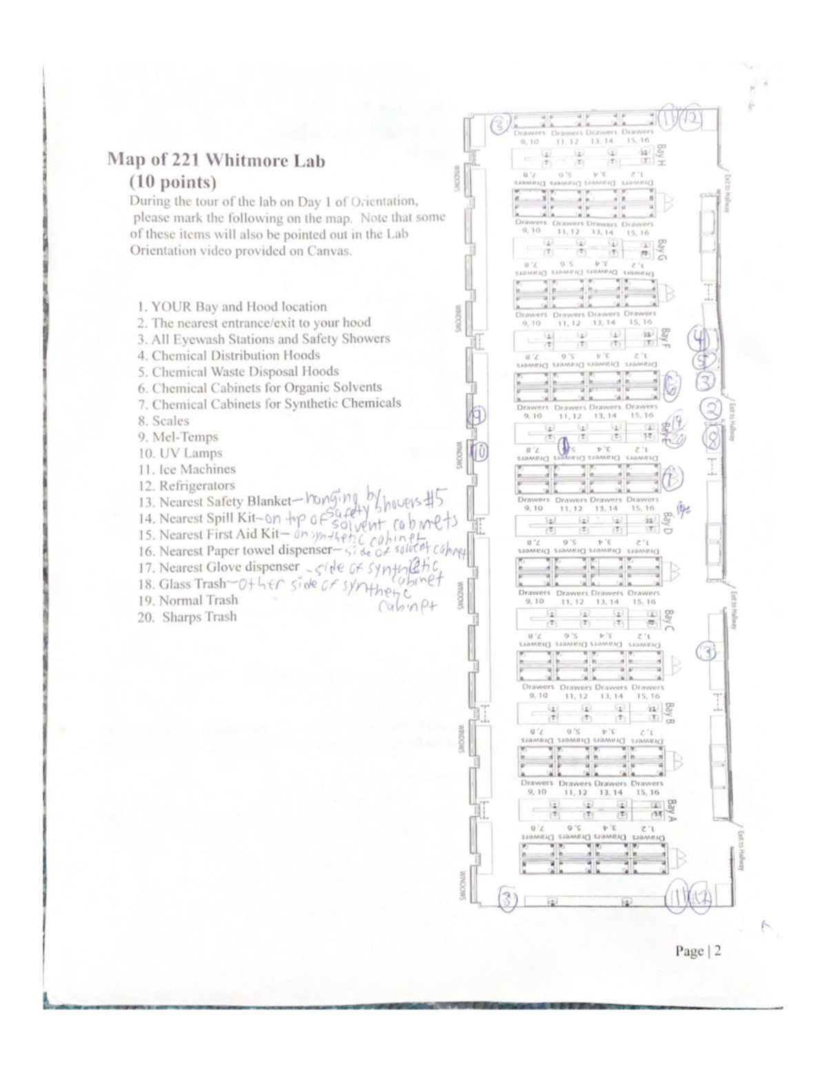 Map of 221 Whitmore Lab - Assignment for syllabus - 12 3 Drawers ...