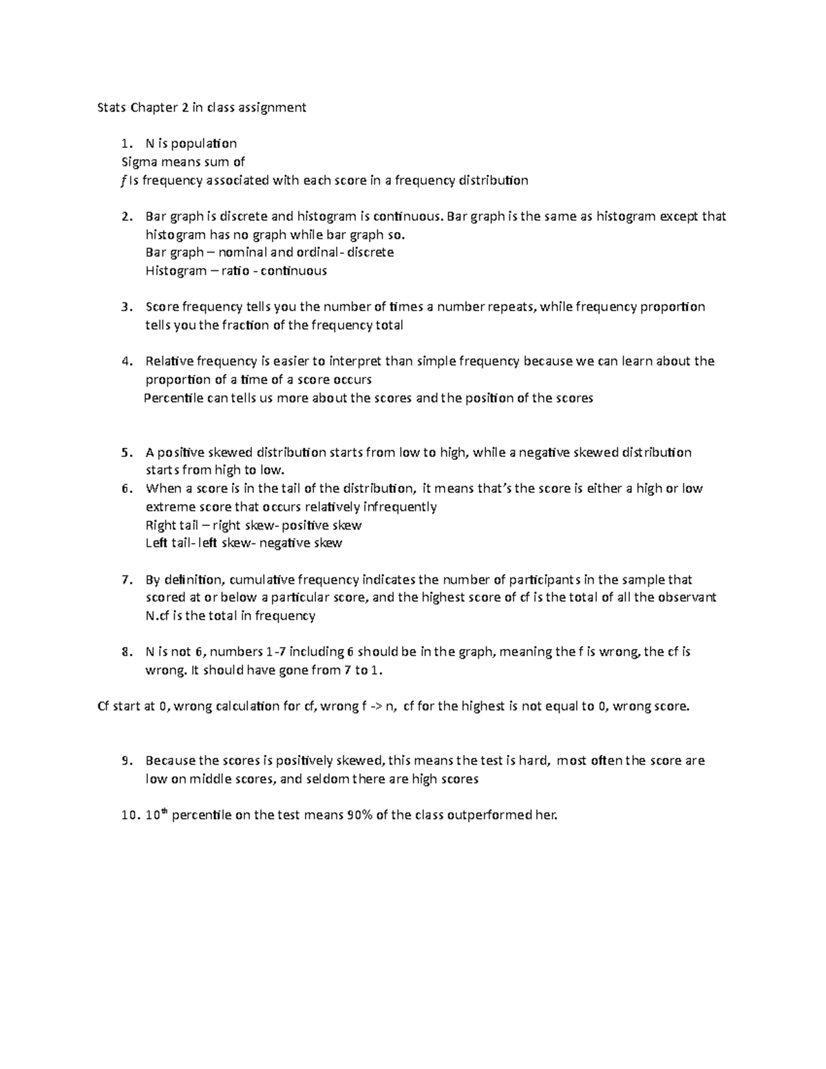 Stats Chapter 2 In Class Assignments - Stats Chapter 2 in class ...