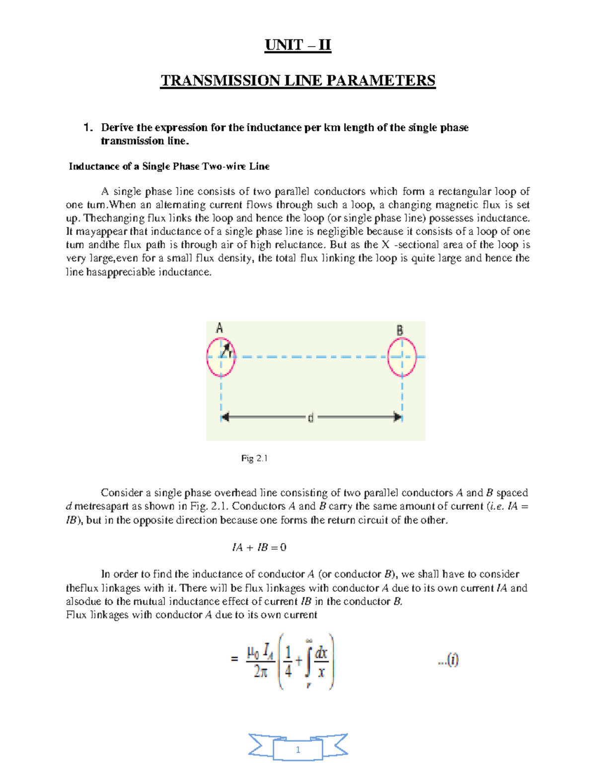 TD(U2) - Transmission and Distribution Lecture Notes - UNIT – II ...
