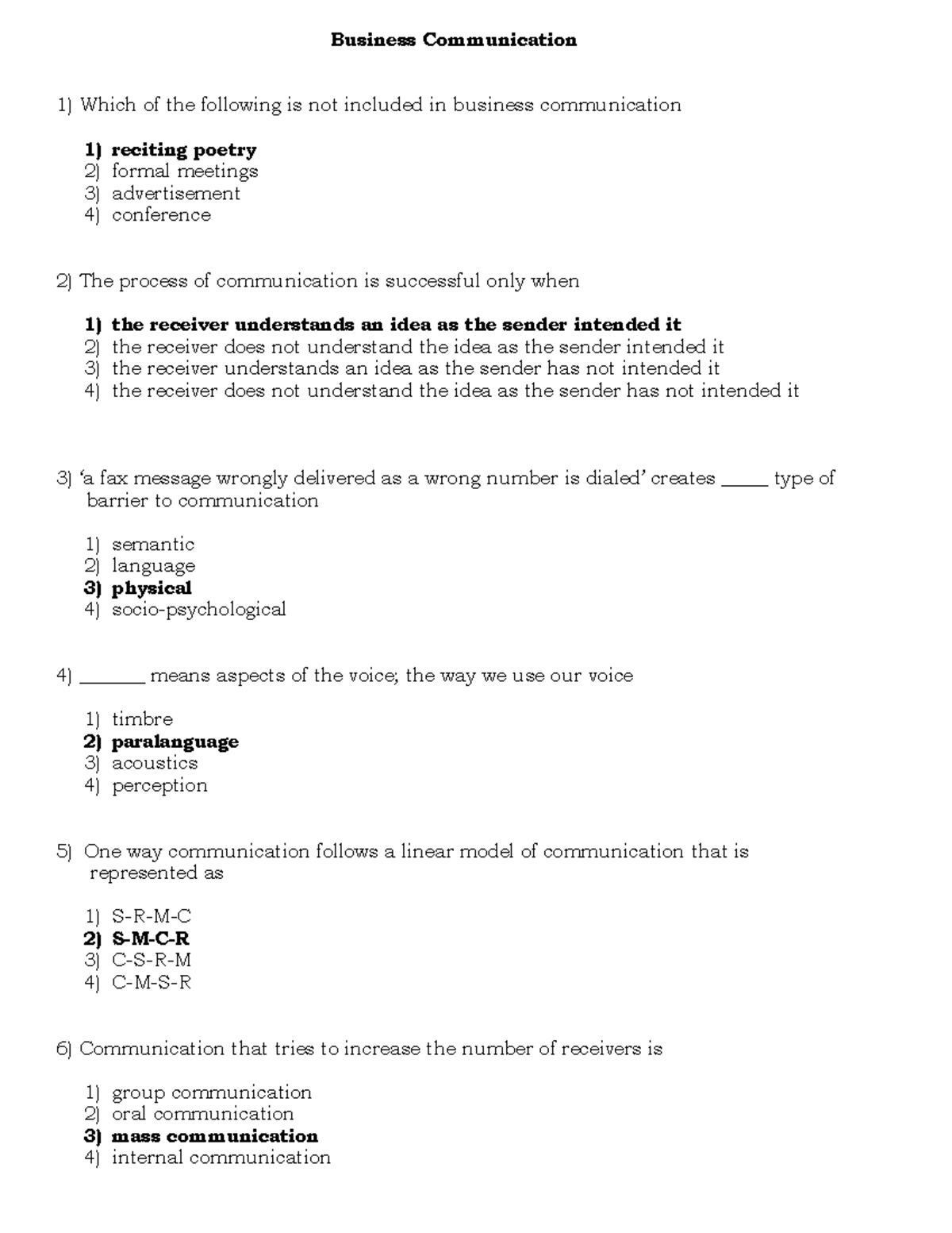 Business Communication - Business Communication Which of the following is not included in ...