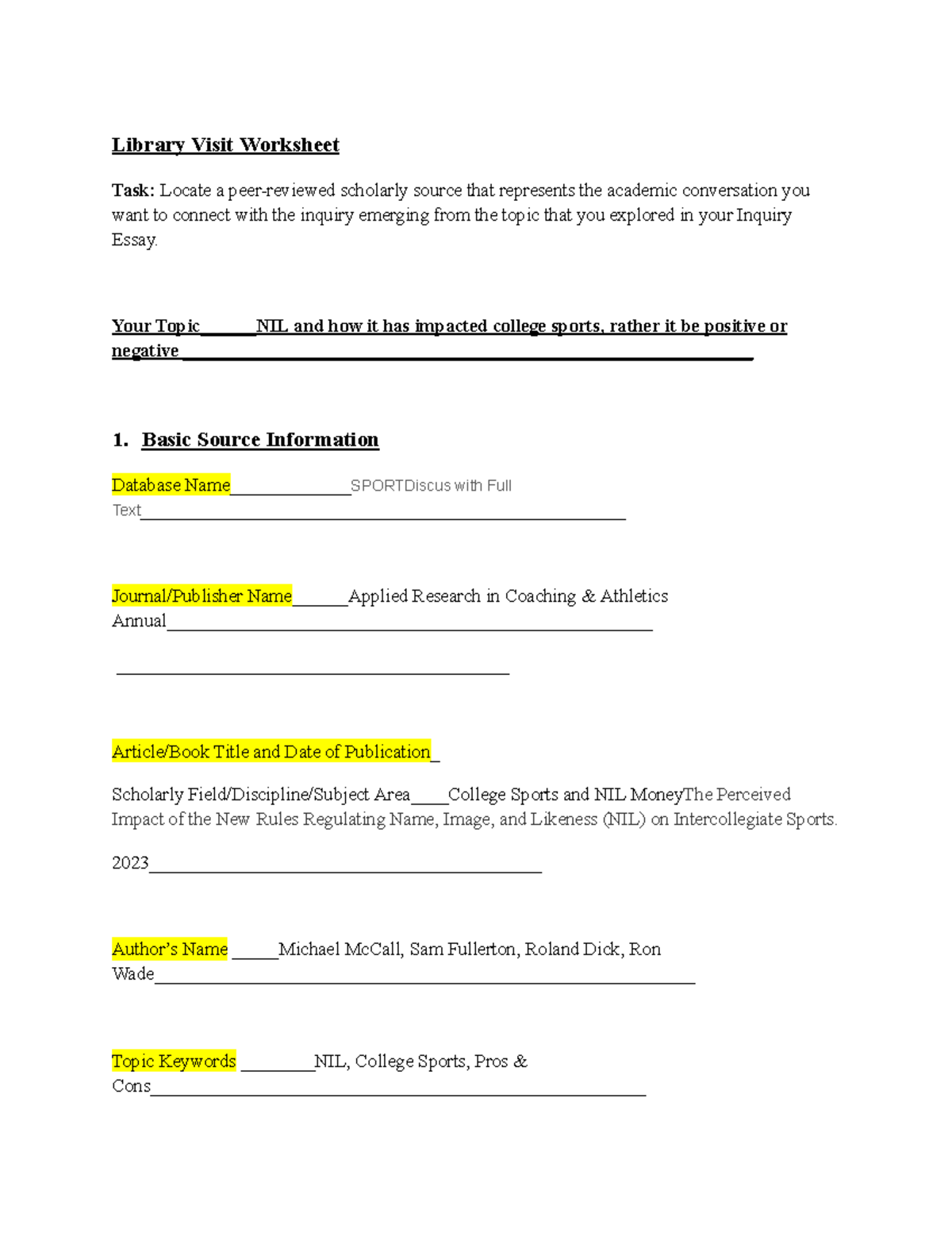 Brayden Packard - Library Visit Worksheet - Library Visit Worksheet ...