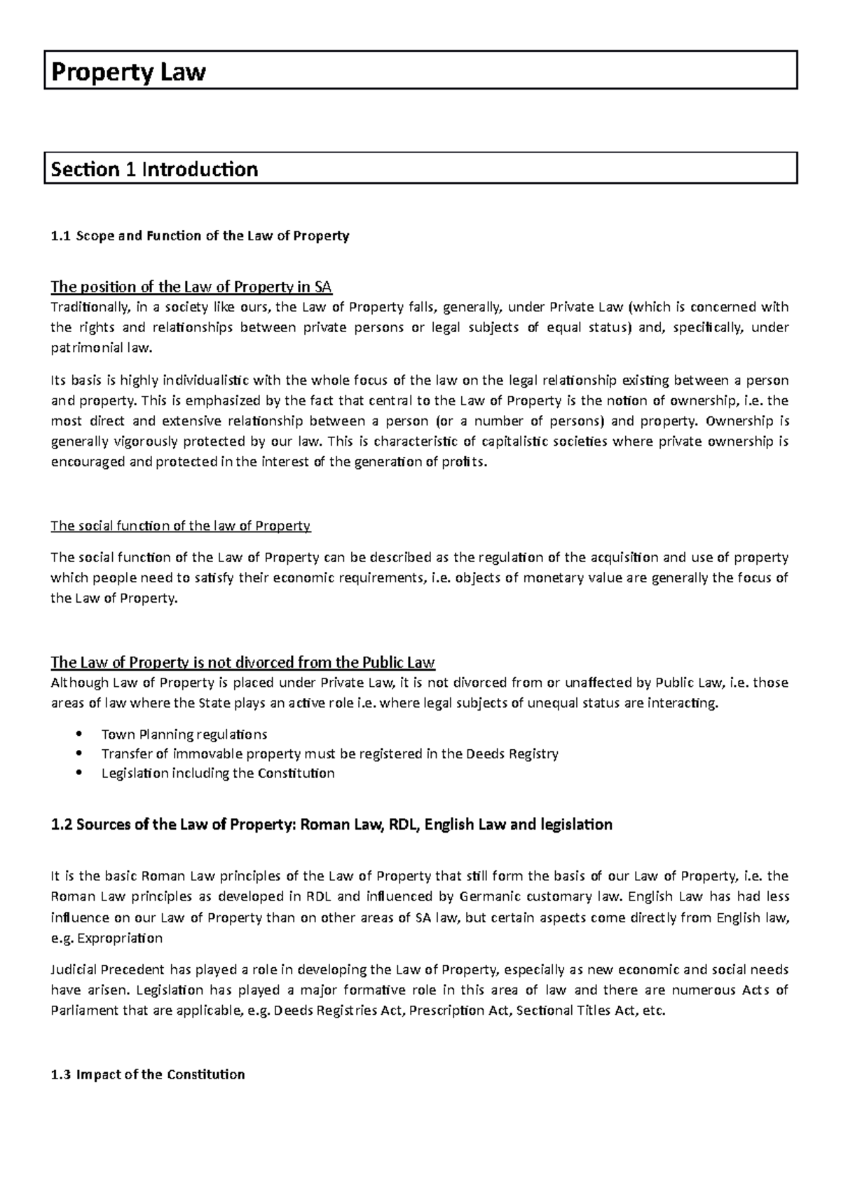 LAW OF Property 3 - FIRST SEMESTER - Property Law Section 1 ...