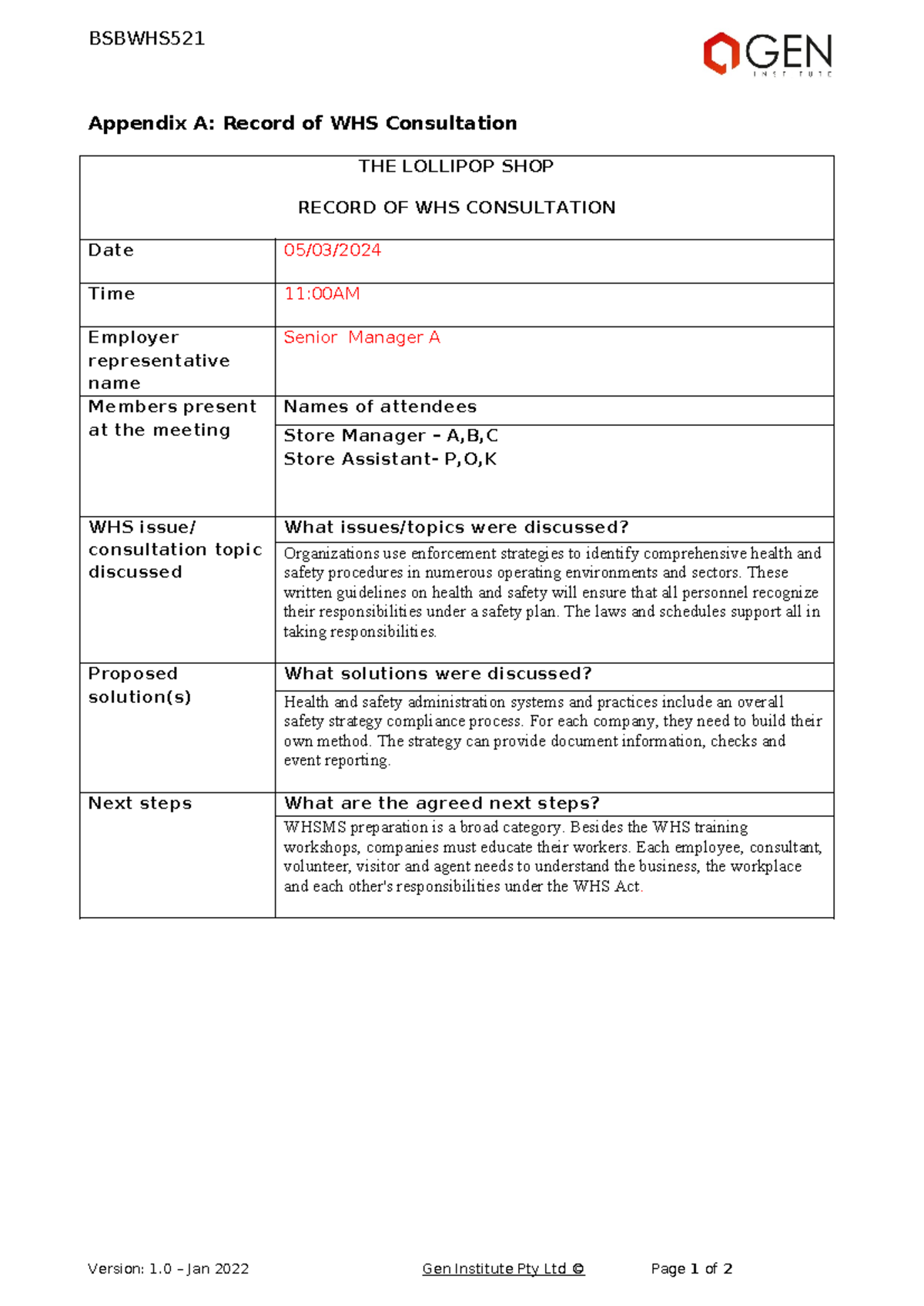 1 - Bsbwhs 521 Appendix A - Record of WHS Consultation - BSBWHS ...