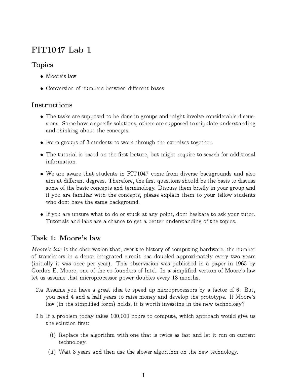 FIT1047-Lab-Week1(Moore's Law, Conversion of Num) - Warning: TT: undefined function: 32 Warning ...