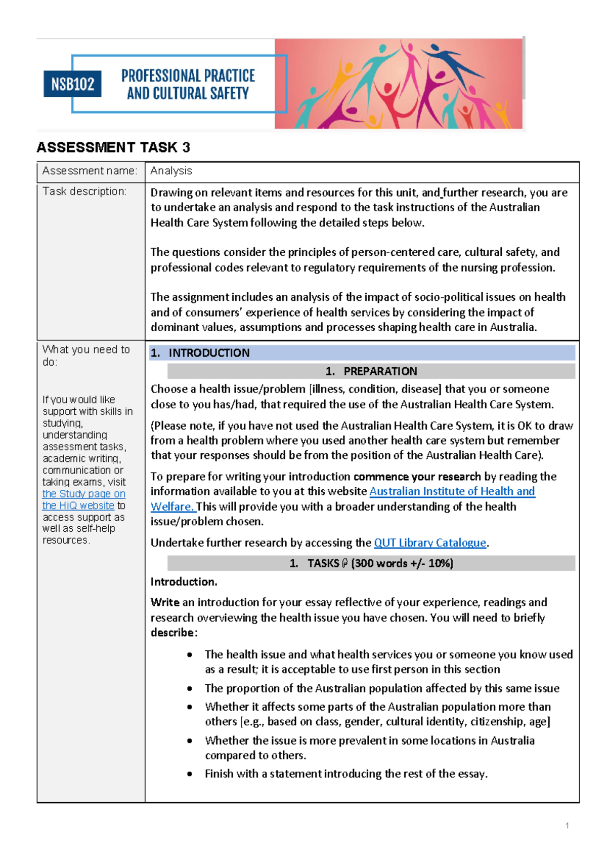 NSB102 Assessment TASK 3 Sem 1 2022 New semester format - ASSESSMENT ...