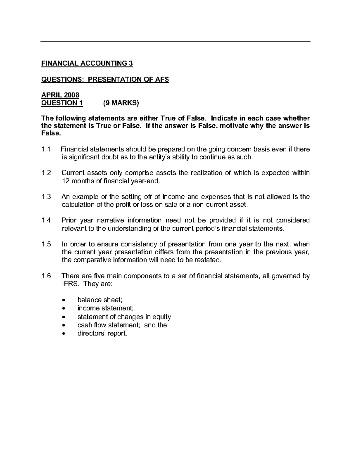 Presentation OF AFS Questions - FINANCIAL ACCOUNTING 3 QUESTIONS ...