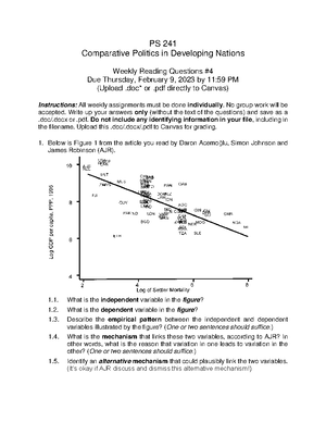 PS 241 reading questions. week 4 - “transformation of the state into ...