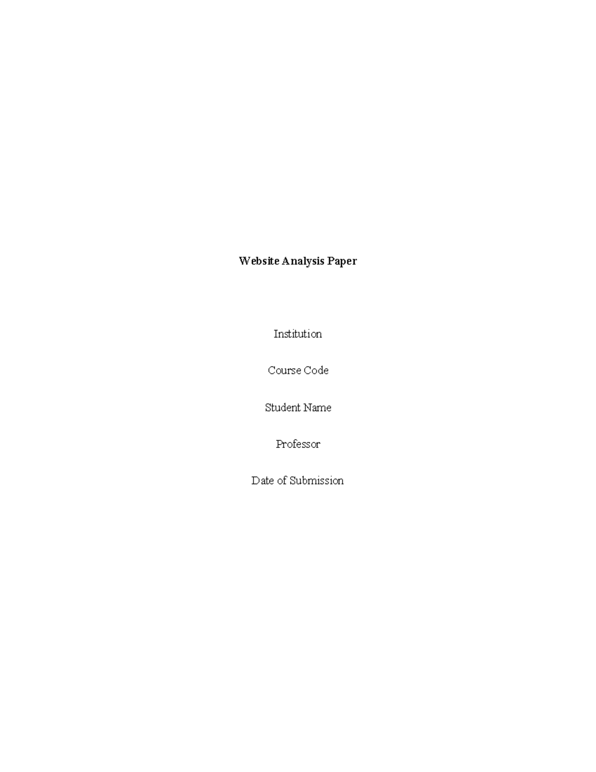 Webiste Analysis Paper-Final - Website Analysis Paper Institution ...