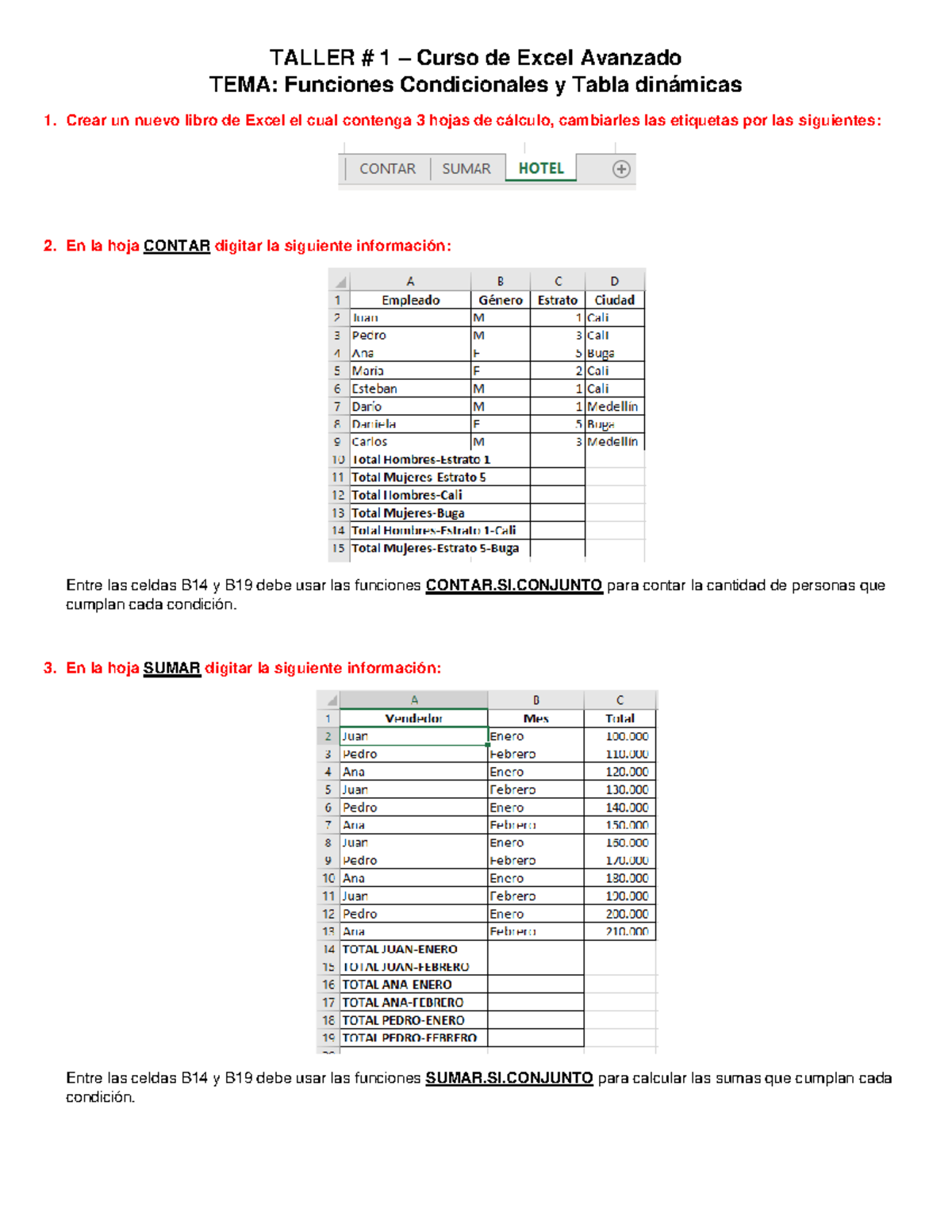 Nueva actividad semana 1 excel Avanzado - TALLER # 1 – Curso de Excel ...
