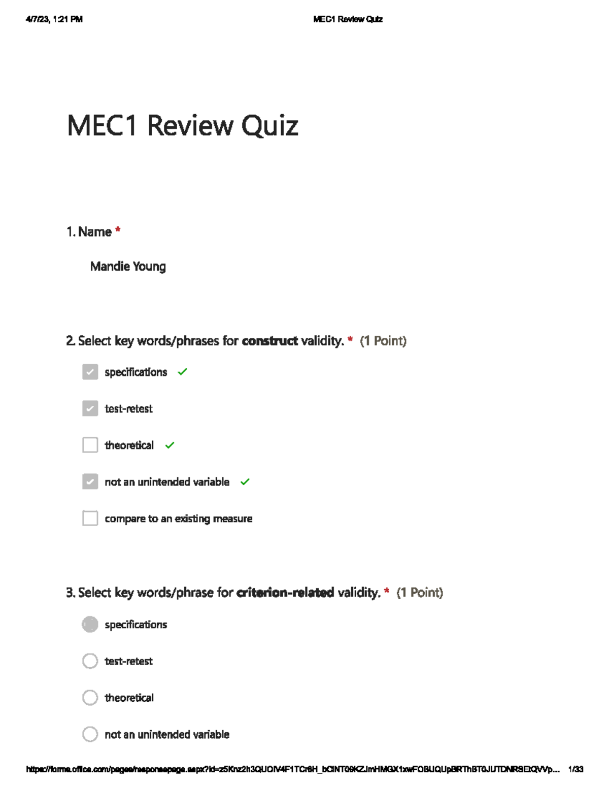 Mec1 quiz - Practice test - MEC1 - Studocu