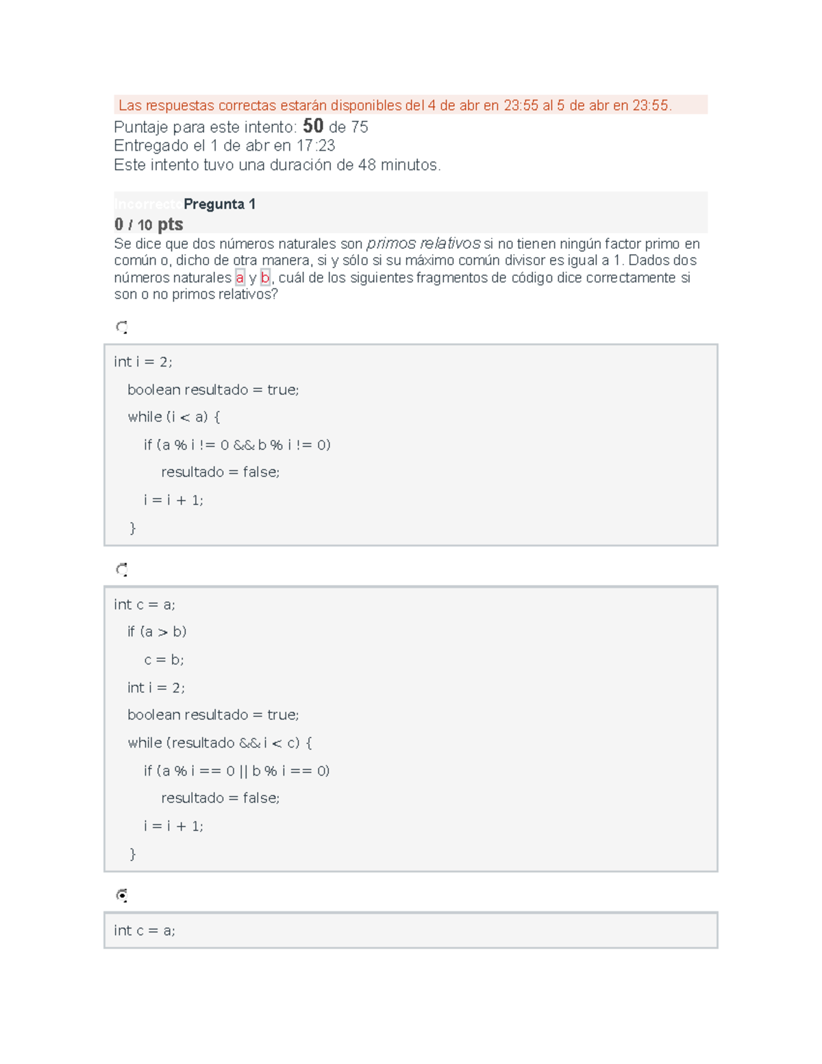 Las respuestas correctas estarán disponibles del 4 de abr en 23 ...