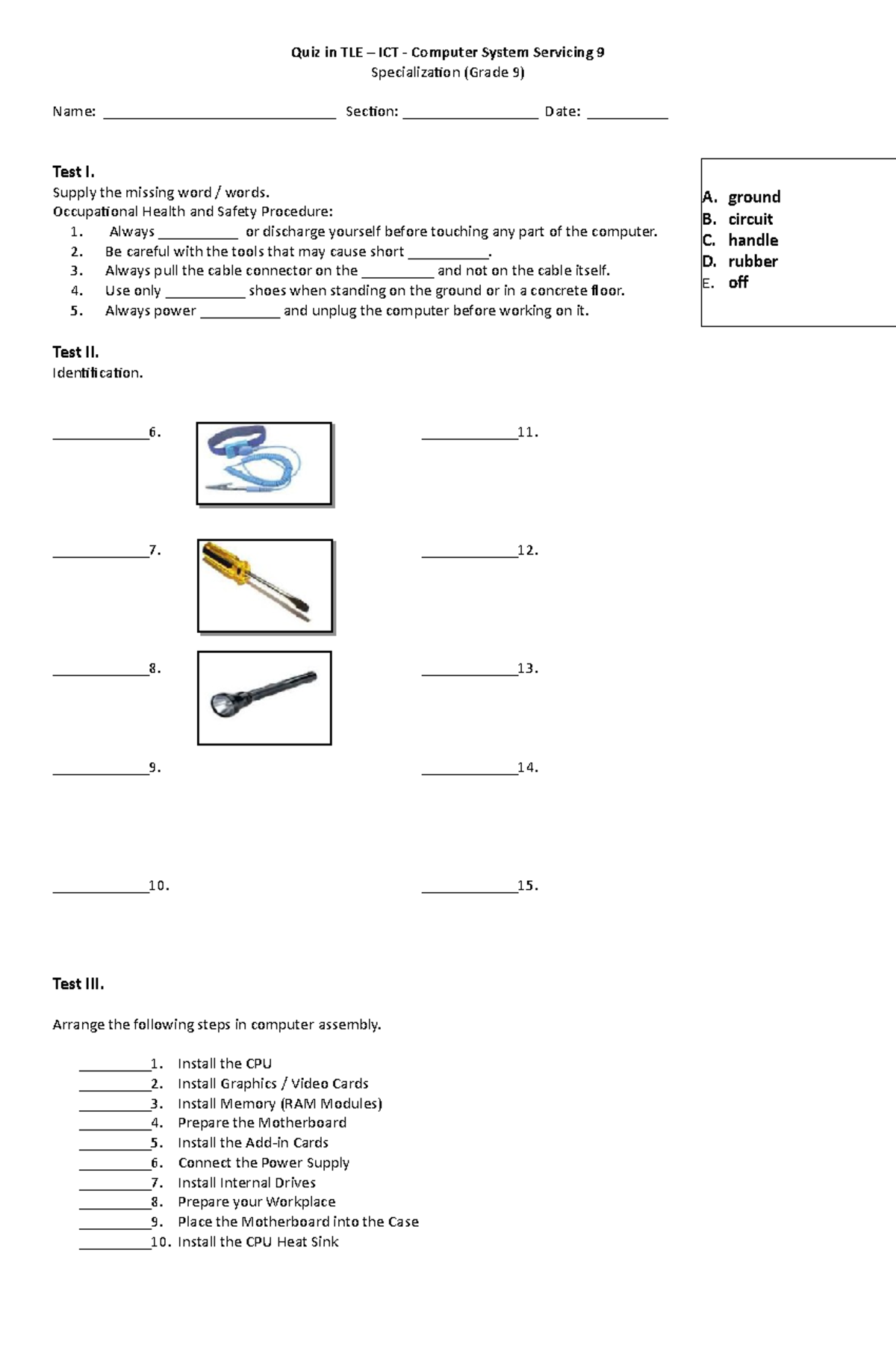CHS-Periodical-Test-Grade-9 Quiz - Quiz in TLE – ICT - Computer System ...