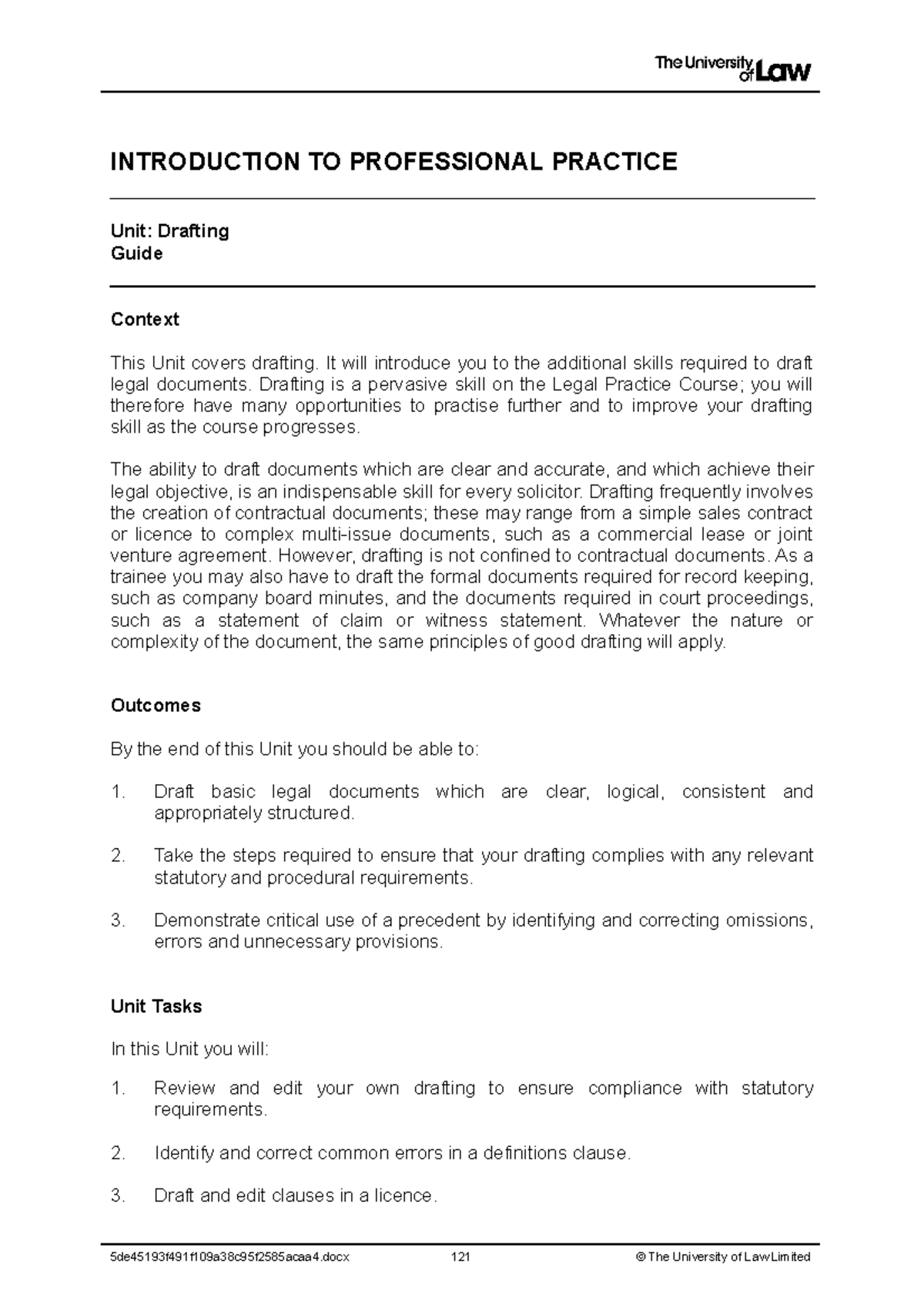 Drafting workbook workshop tasks 14-09 - INTRODUCTION TO PROFESSIONAL ...