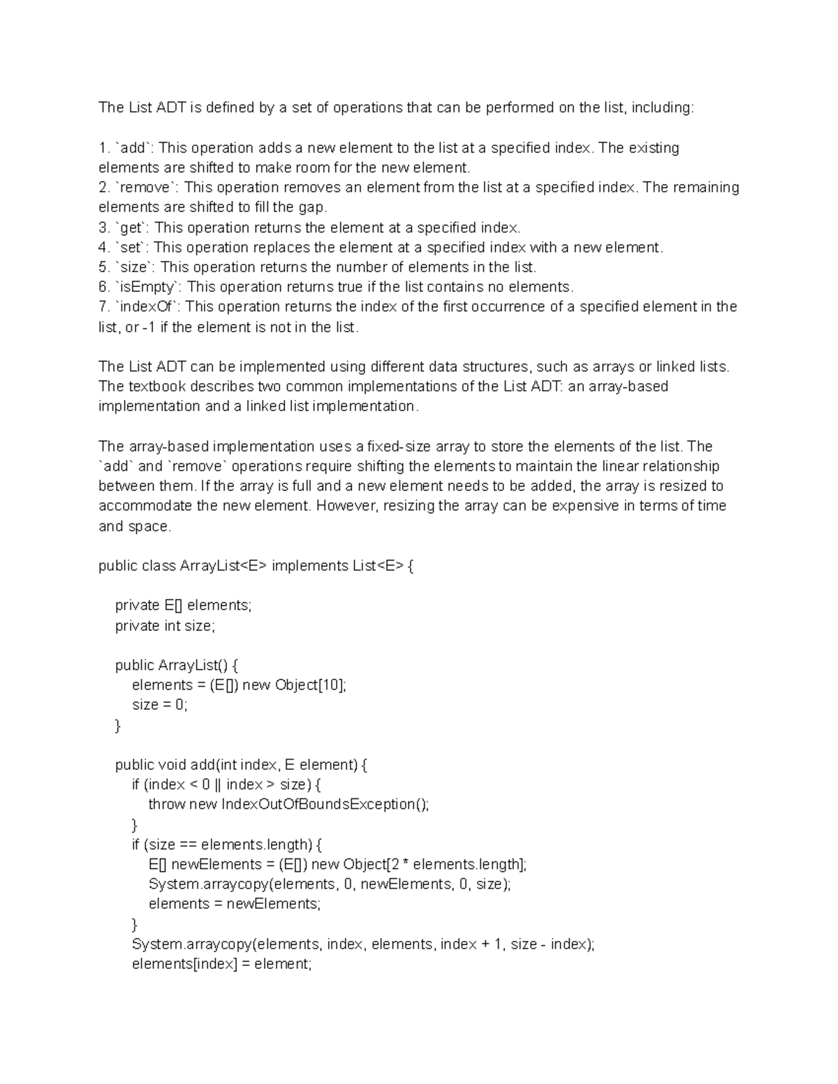 The List ADT - The List ADT (Abstract Data Type), is a collection of ...