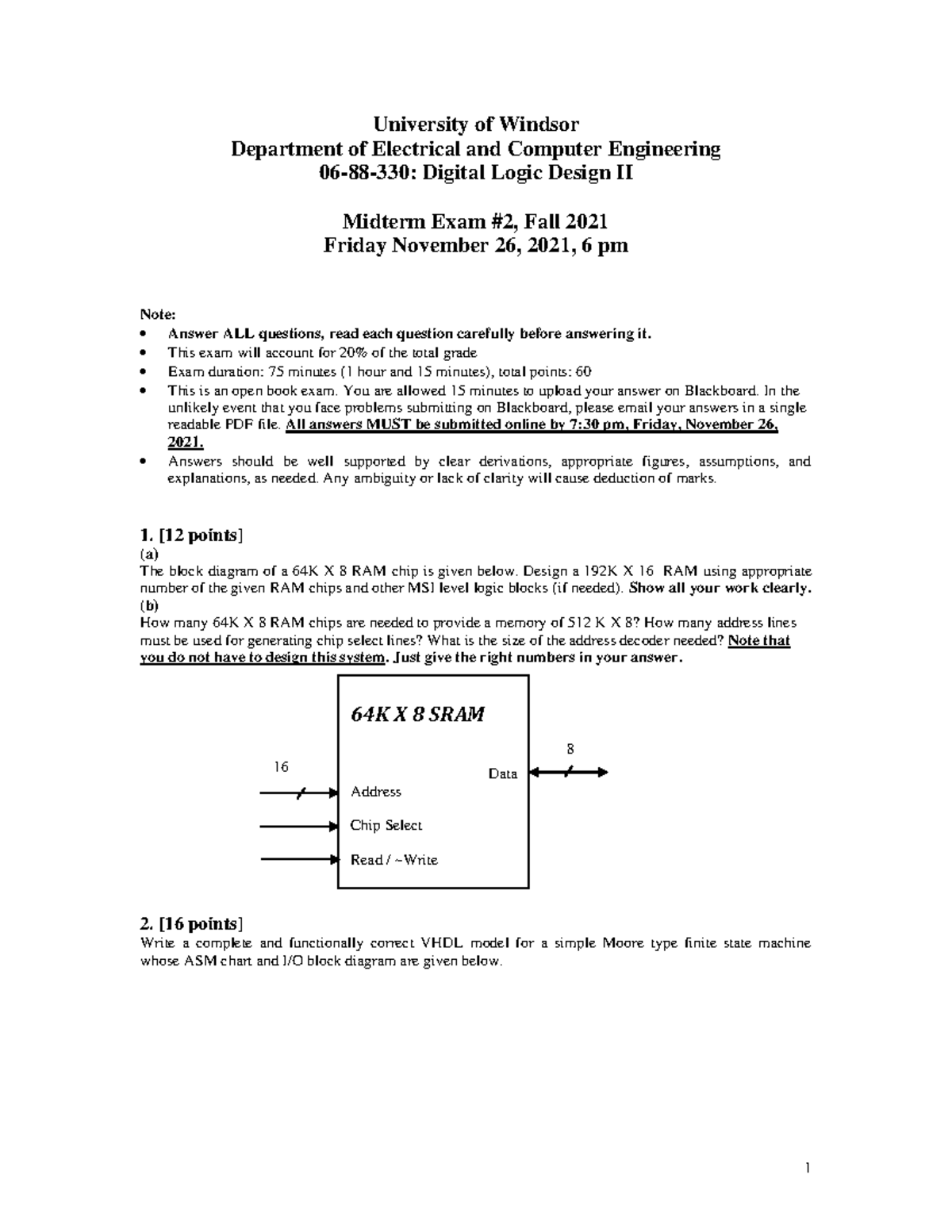 DLD II midterm II - Exam - 1 University of Windsor Department of ...