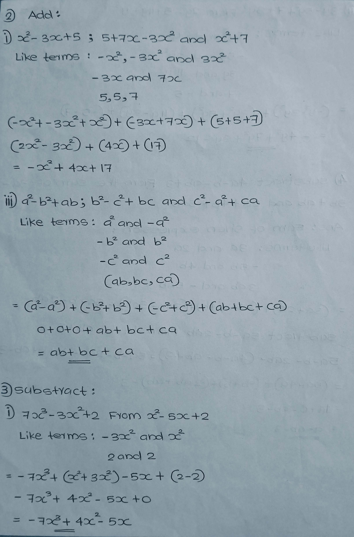 Mathematics Addition, Substraction, multiplication in Algebraic ...
