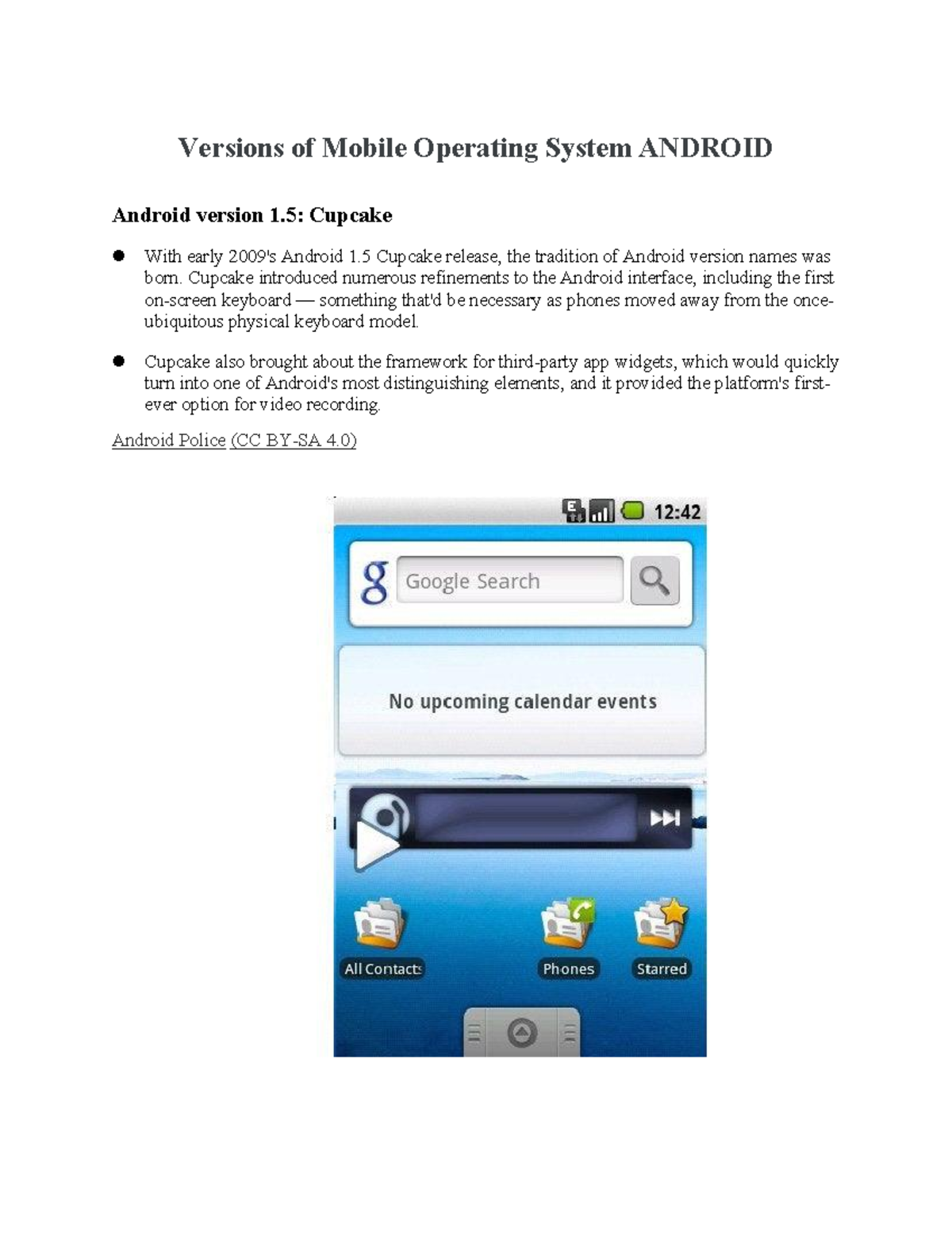 Versions of Mobile Operating System Andriod - Versions of Mobile ...