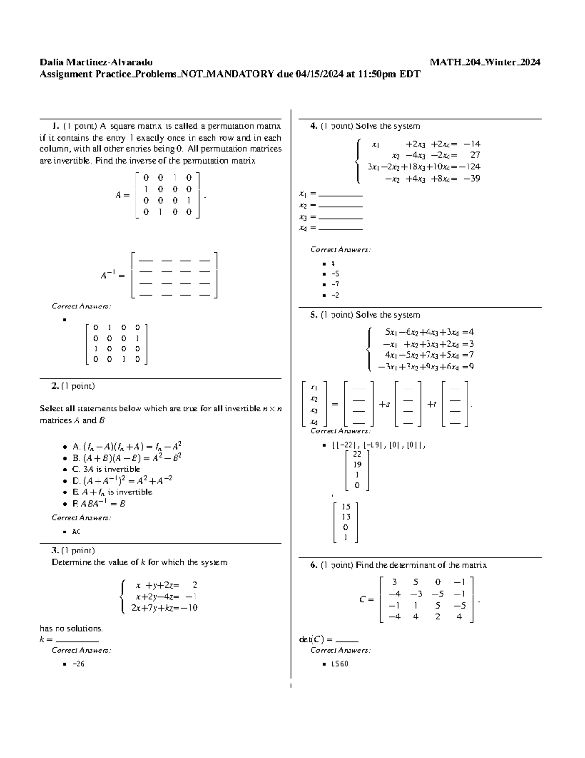 WEBWORK PRACTICE FINAL - Dalia Martinez-Alvarado MATH 204 Winter 2024 Assignment Practice ...