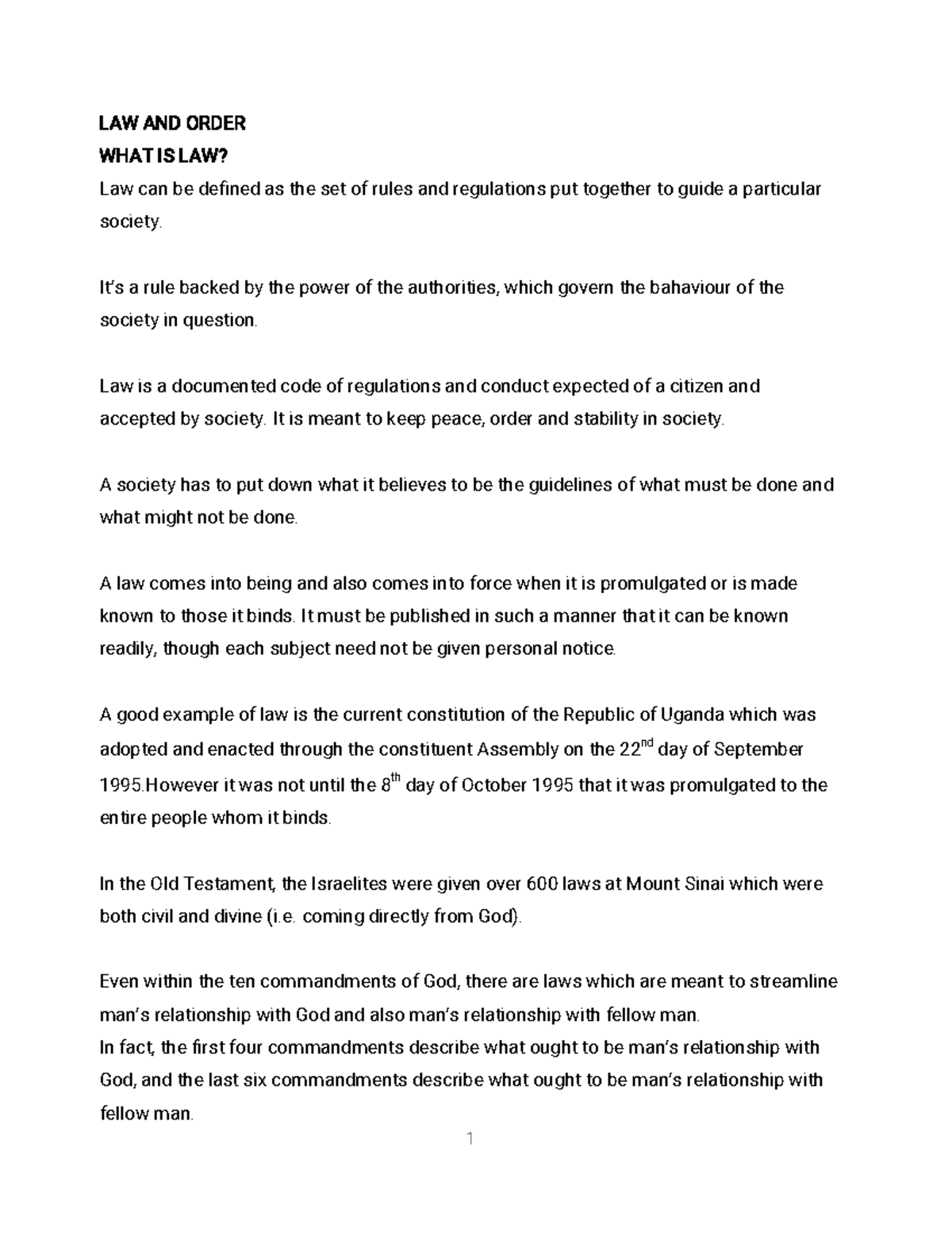 LAW AND Order Notes - LAW ANDORDER WHATISLAW? - Studocu