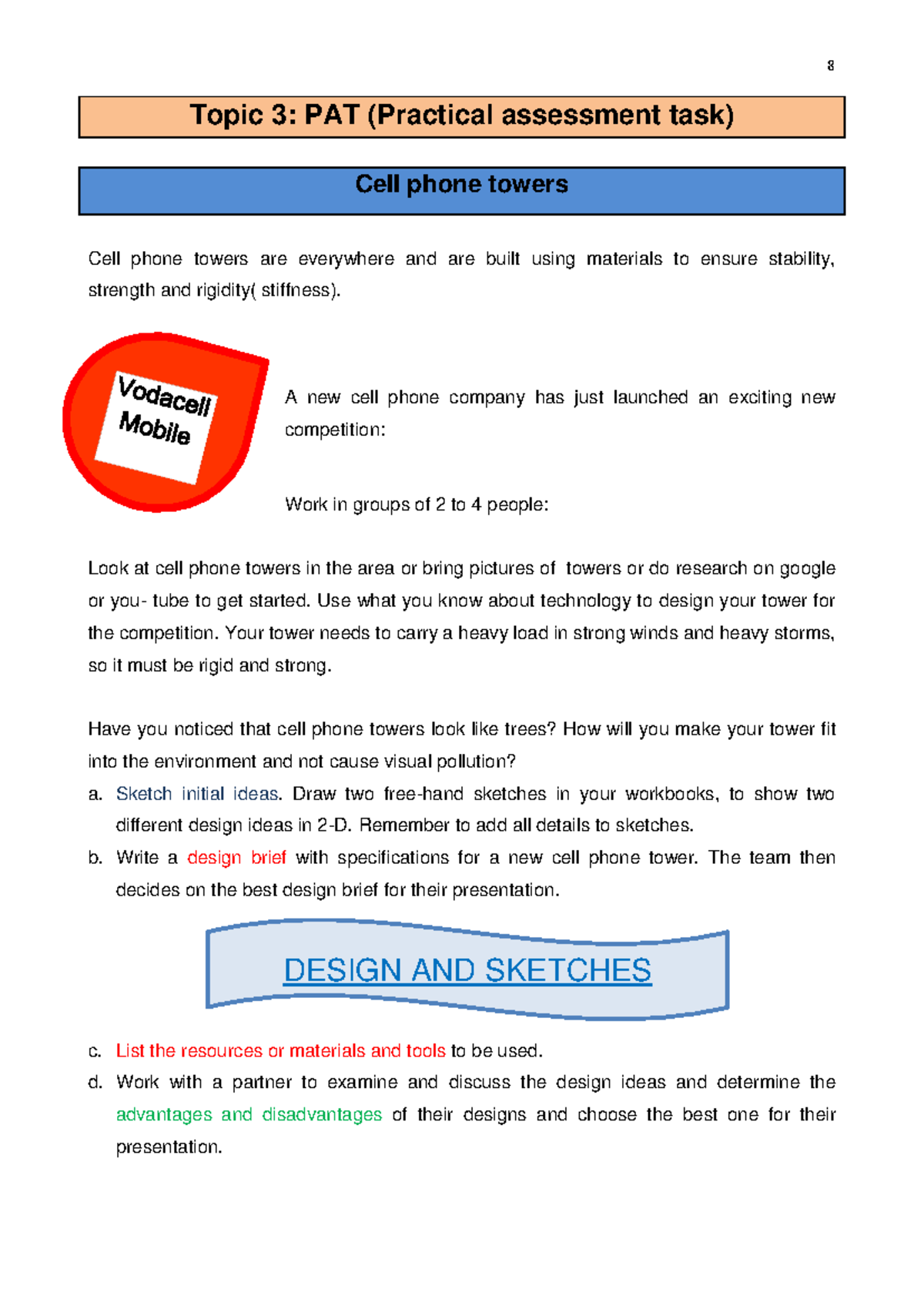 Cellphone tower - 8 GM 2018 Topic 3: PAT (Practical assessment task) Cell phone towers Cell ...