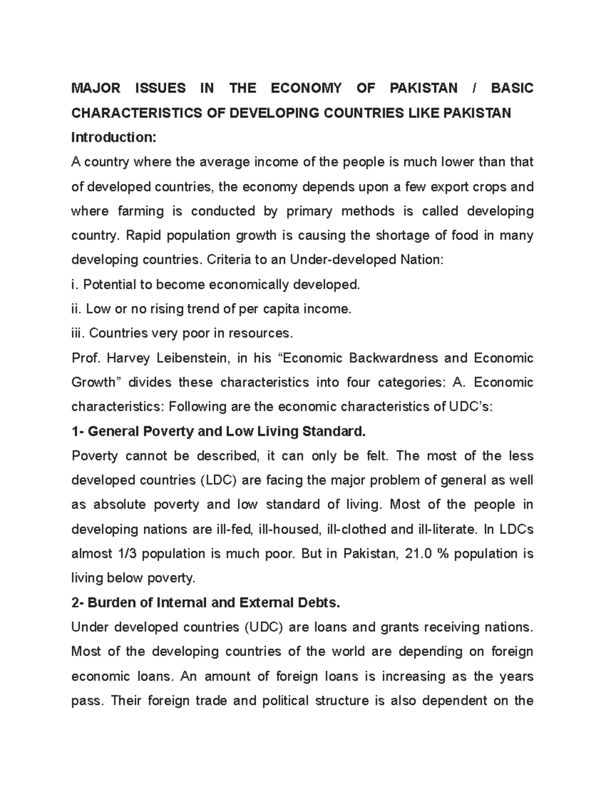 Major Issues IN THE Economy OF Pakistan - MAJOR ISSUES IN THE ECONOMY ...